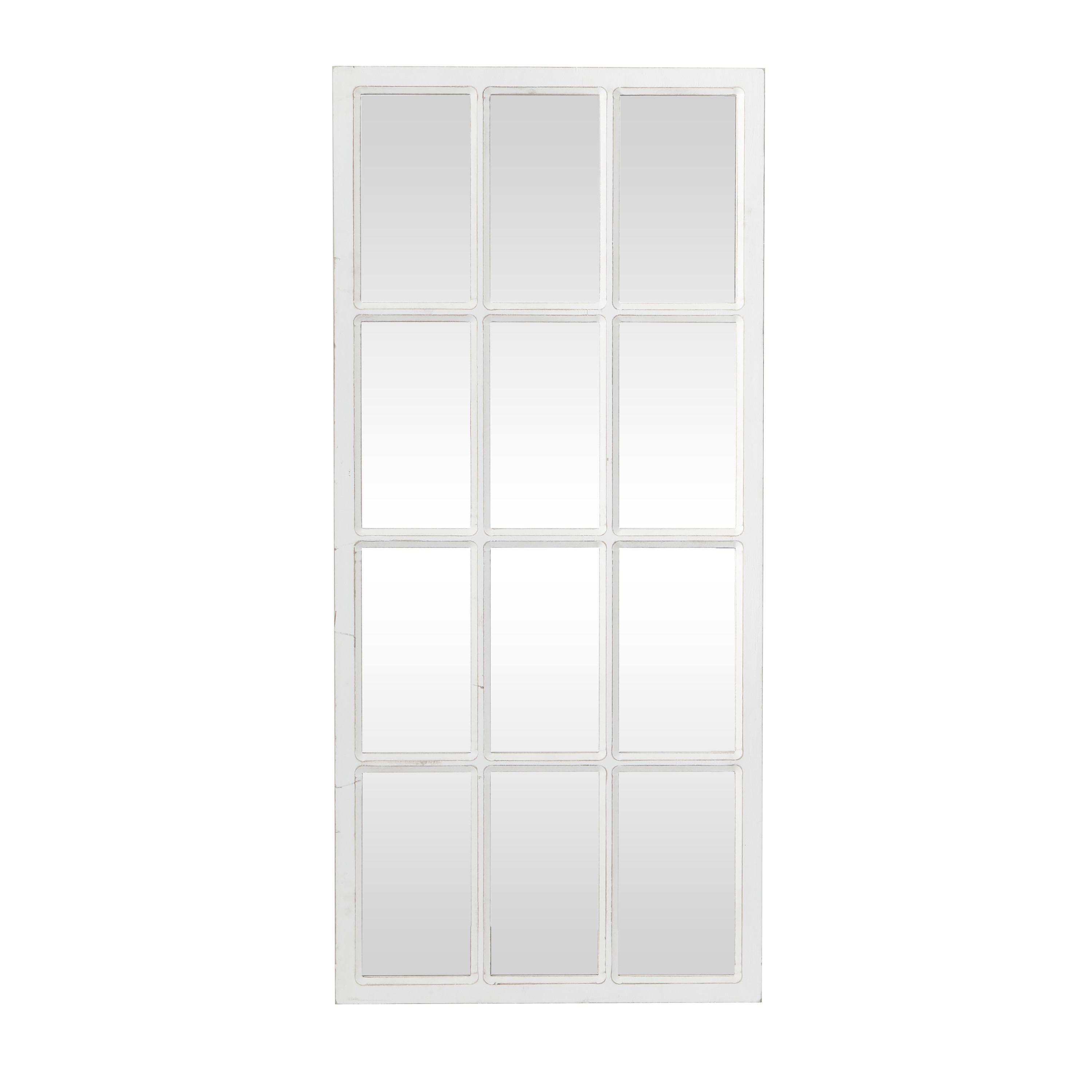 DecMode 22" x 48" White Window Pane Inspired Wall Mirror - Walmart.com