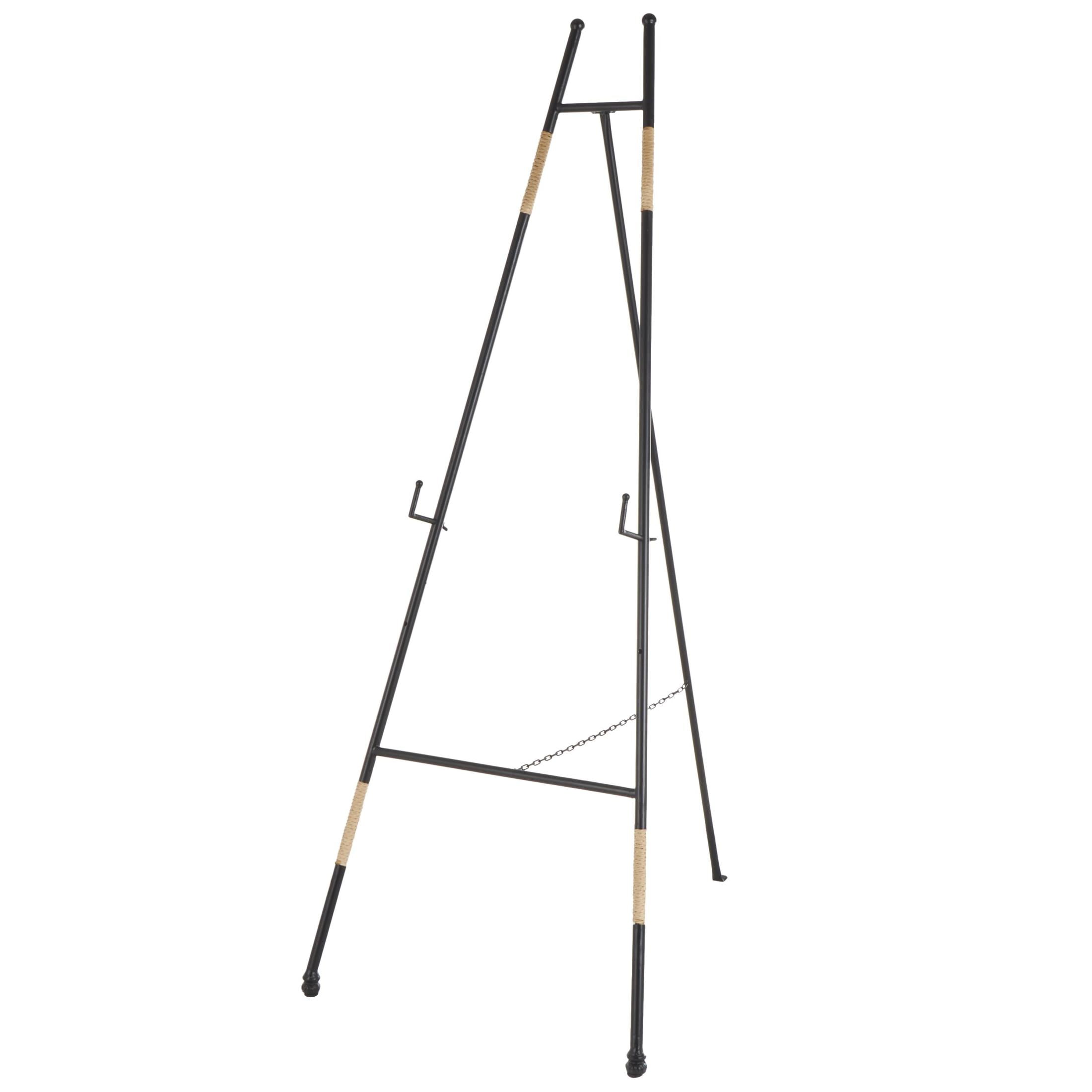 DecMode 22" x 54" Black Metal Slim Foldable Floor 2 Tier Easel with ...