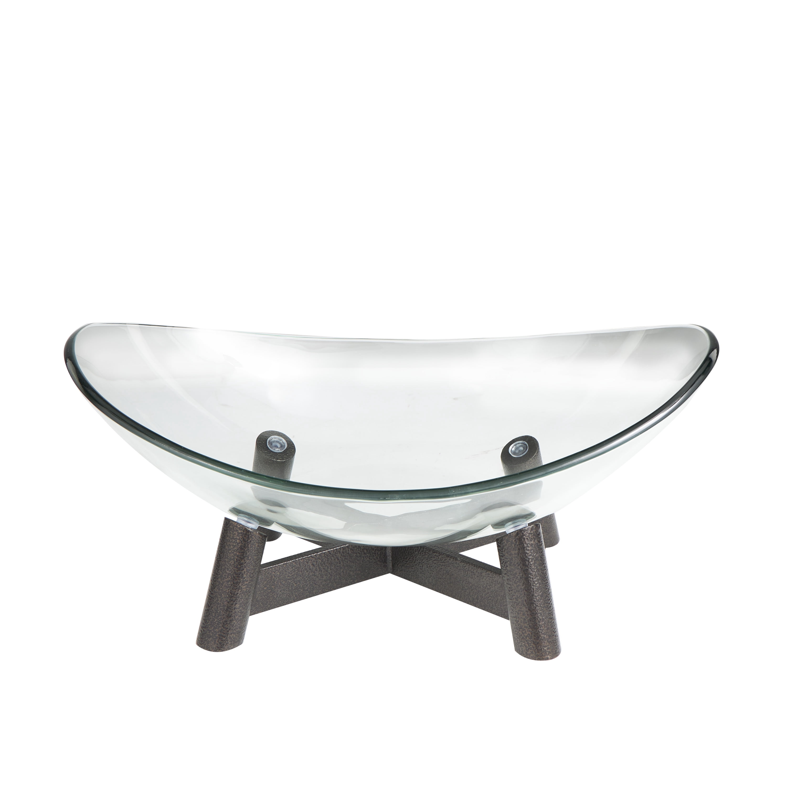 DecMode 22" x 9" Clear Glass Wide Serving Bowl with Bronze Hammered ...