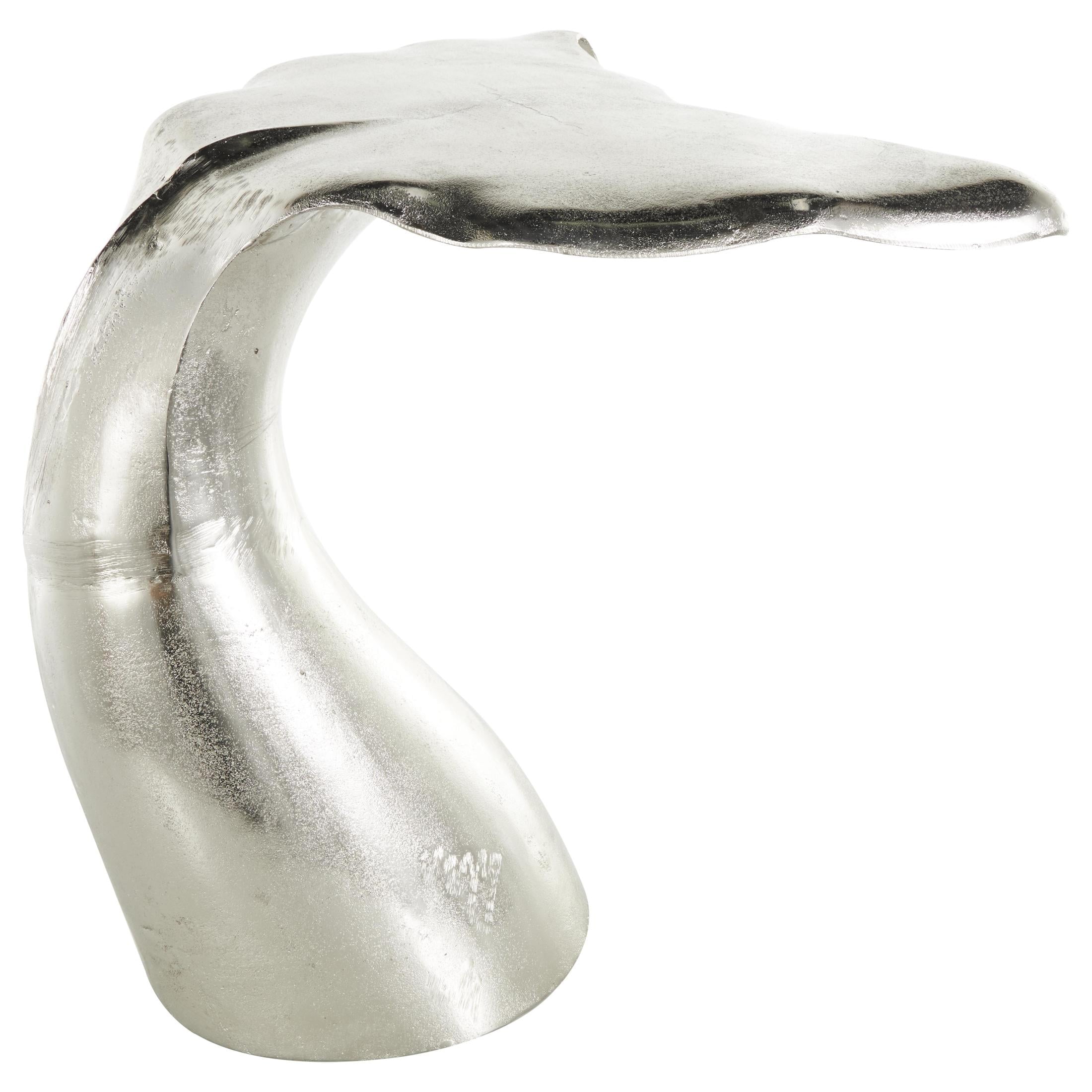 DecMode 23" x 23" Silver Aluminum Metal Tail Whale Accent Table with ...