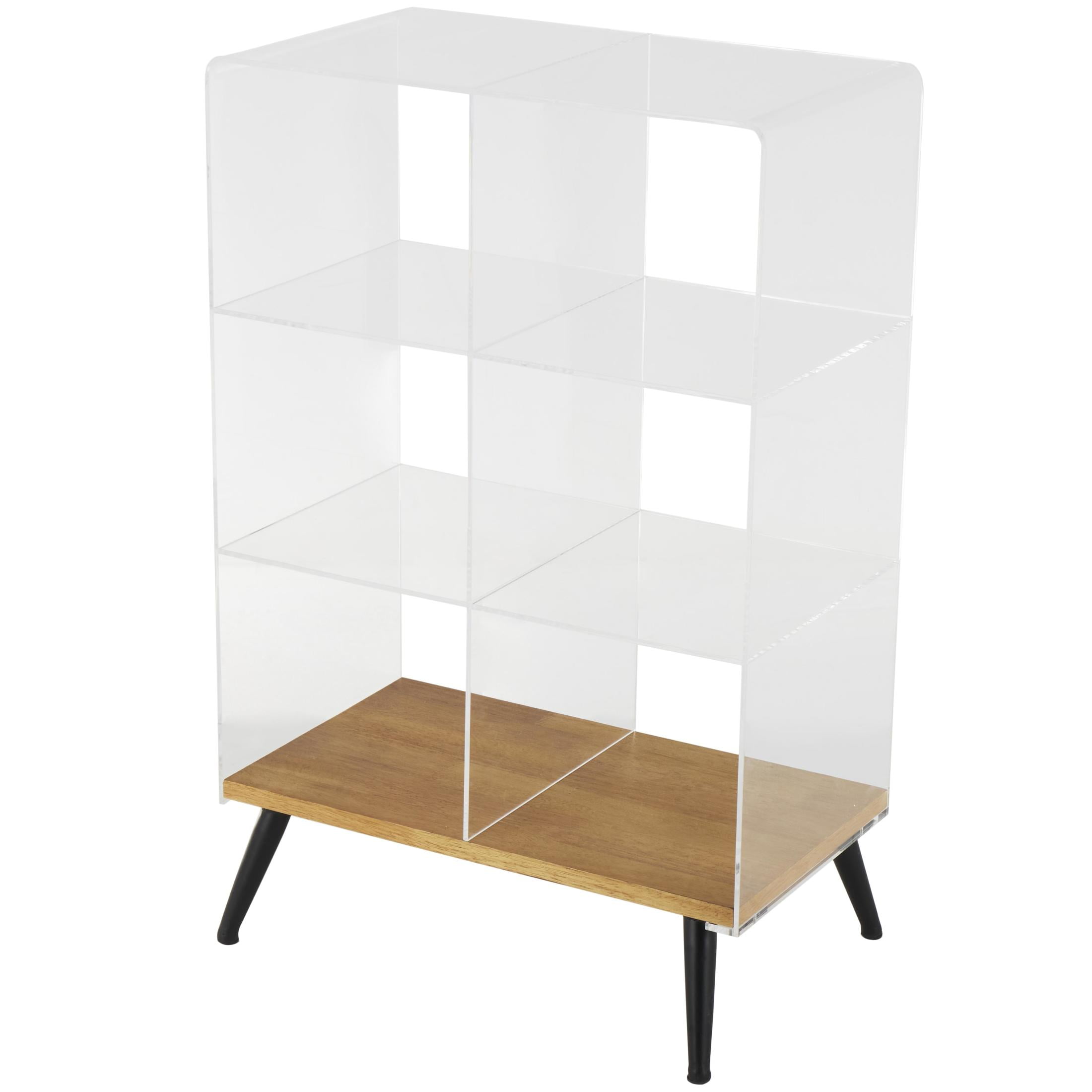 DecMode 23" x 36" Clear Acrylic Plastic 6-Tier Shelving Unit with Wood ...