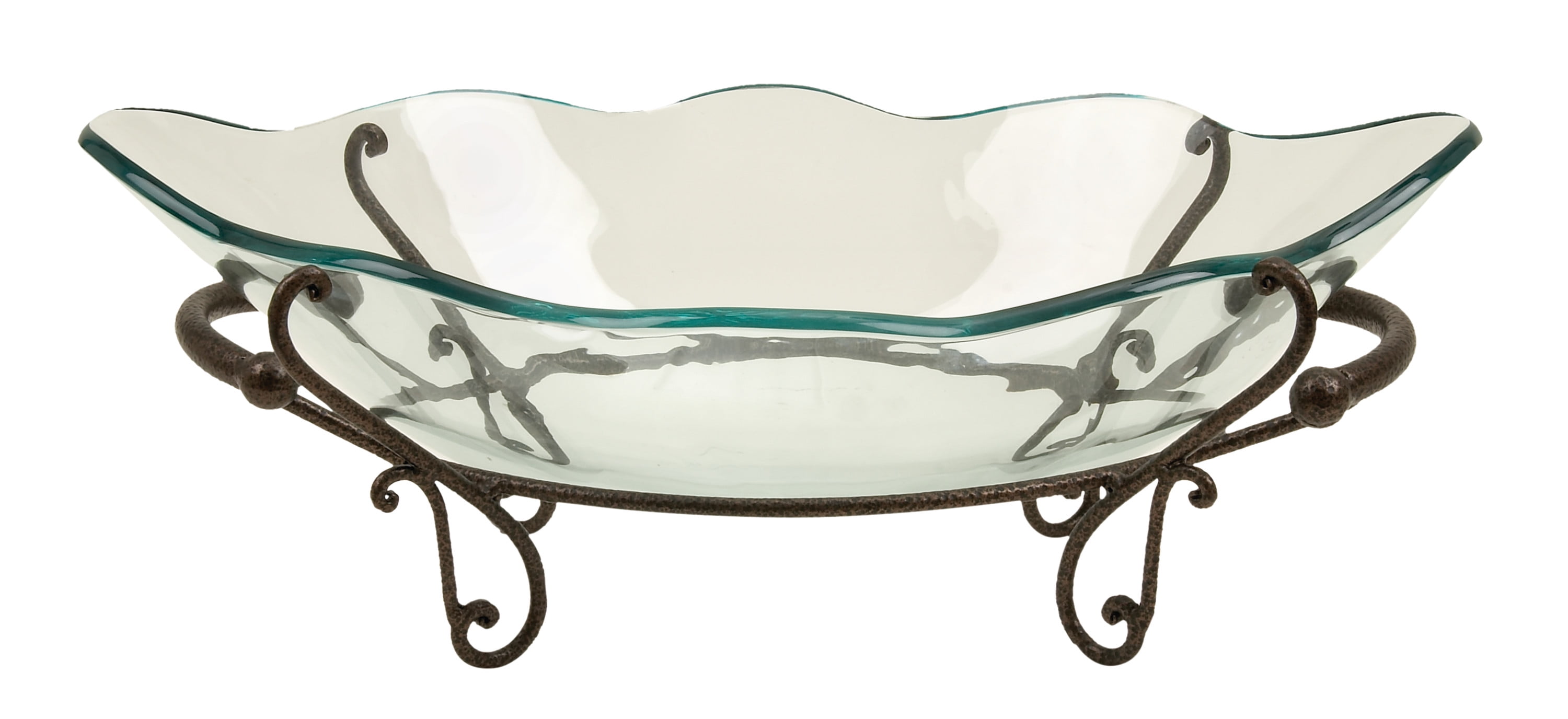 DecMode 23" x 9" Clear Tempered Glass Kitchen Serving Bowl with Brown ...