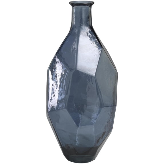 DecMode 24 Tall Spanish Bottleneck Blue Recycled Glass Vase Coastal ...