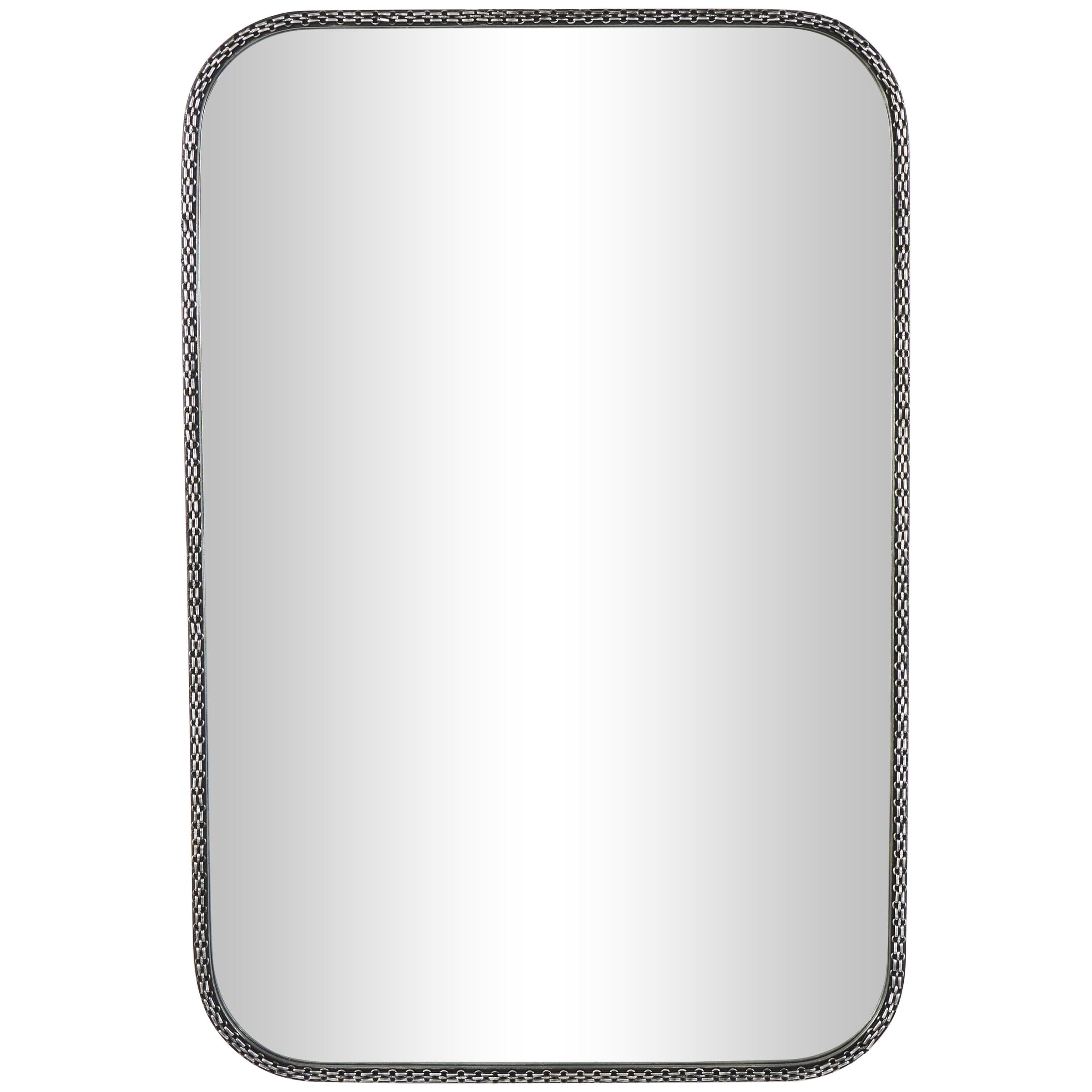 DecMode 24" x 36" Silver Wall Mirror with Double Layered Linked Chain ...