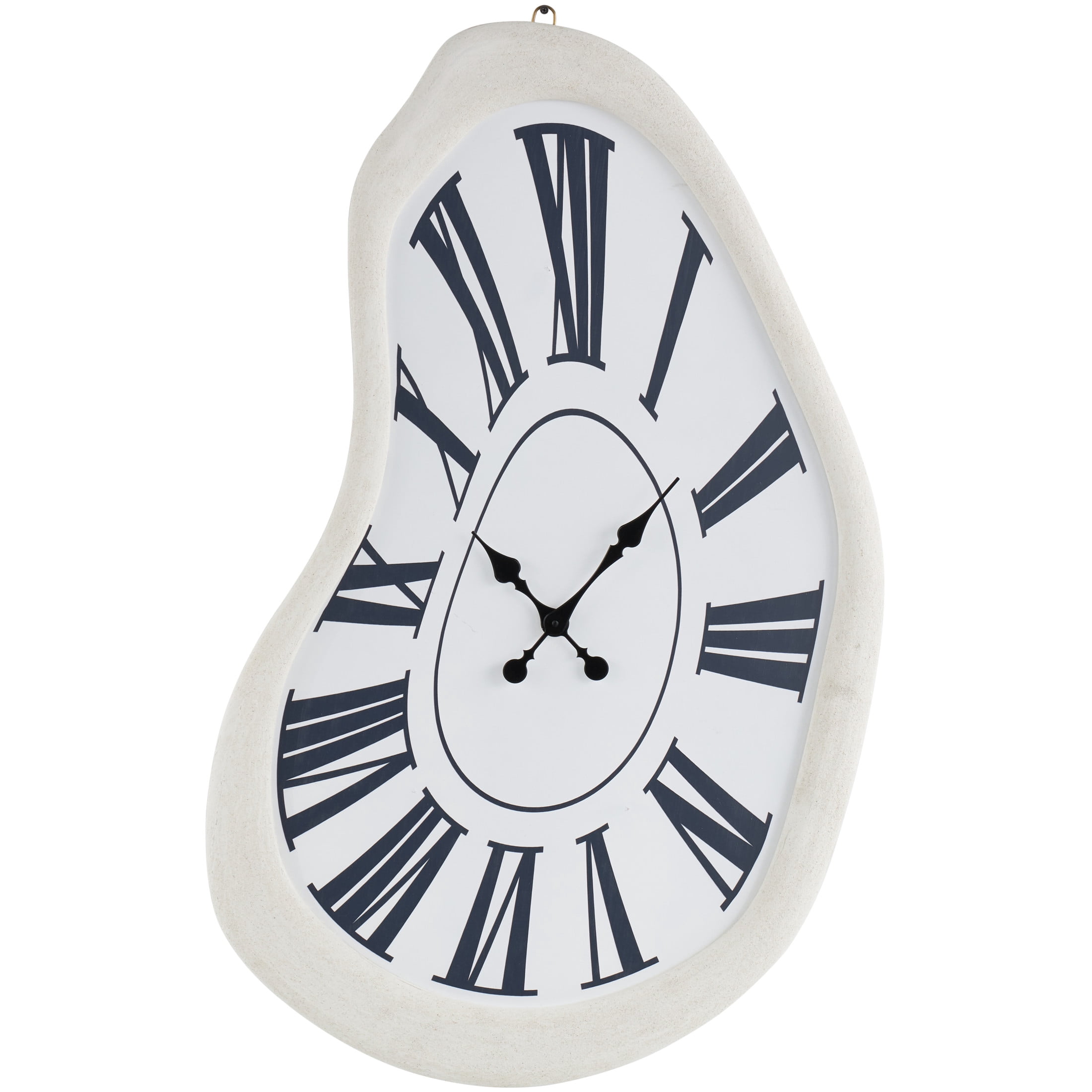 DecMode 24" x 40" White Wooden Abstract Wavy Wall Clock with Roman ...
