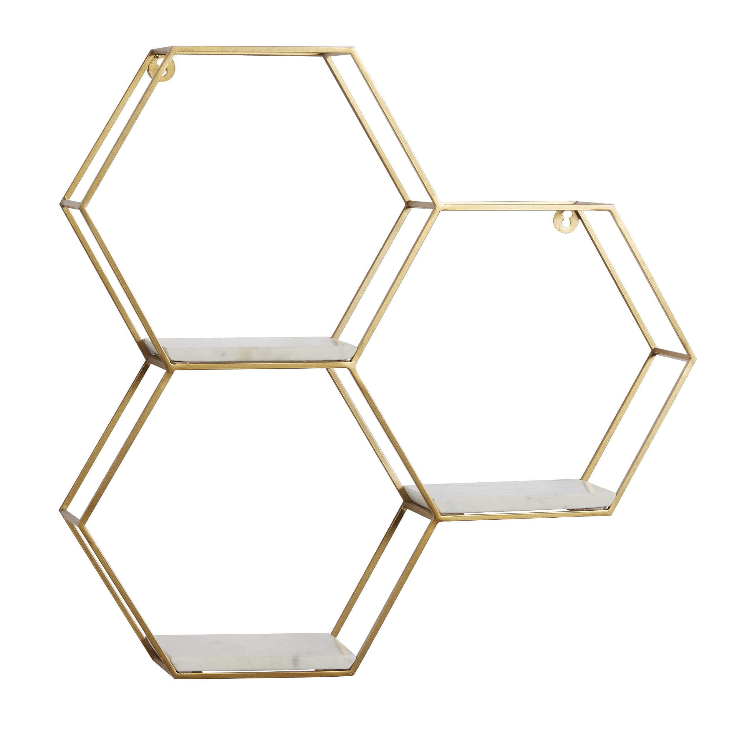 DecMode 24" x 6" Hexagon 3-Tier Gold Wall Shelf - Walmart.com