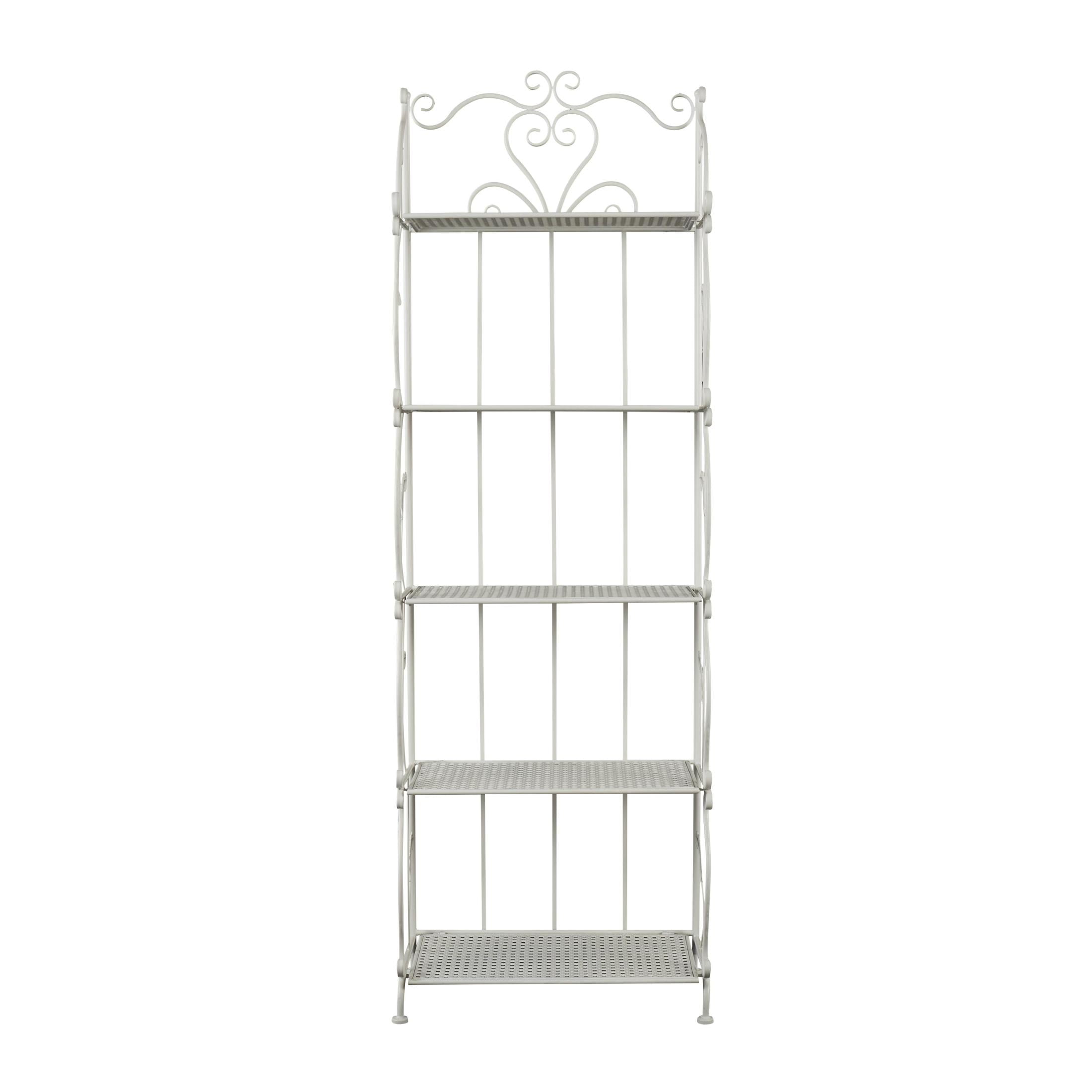 DecMode 24" x 73" White Metal Scroll Indoor Outdoor Tall Folding 5 ...