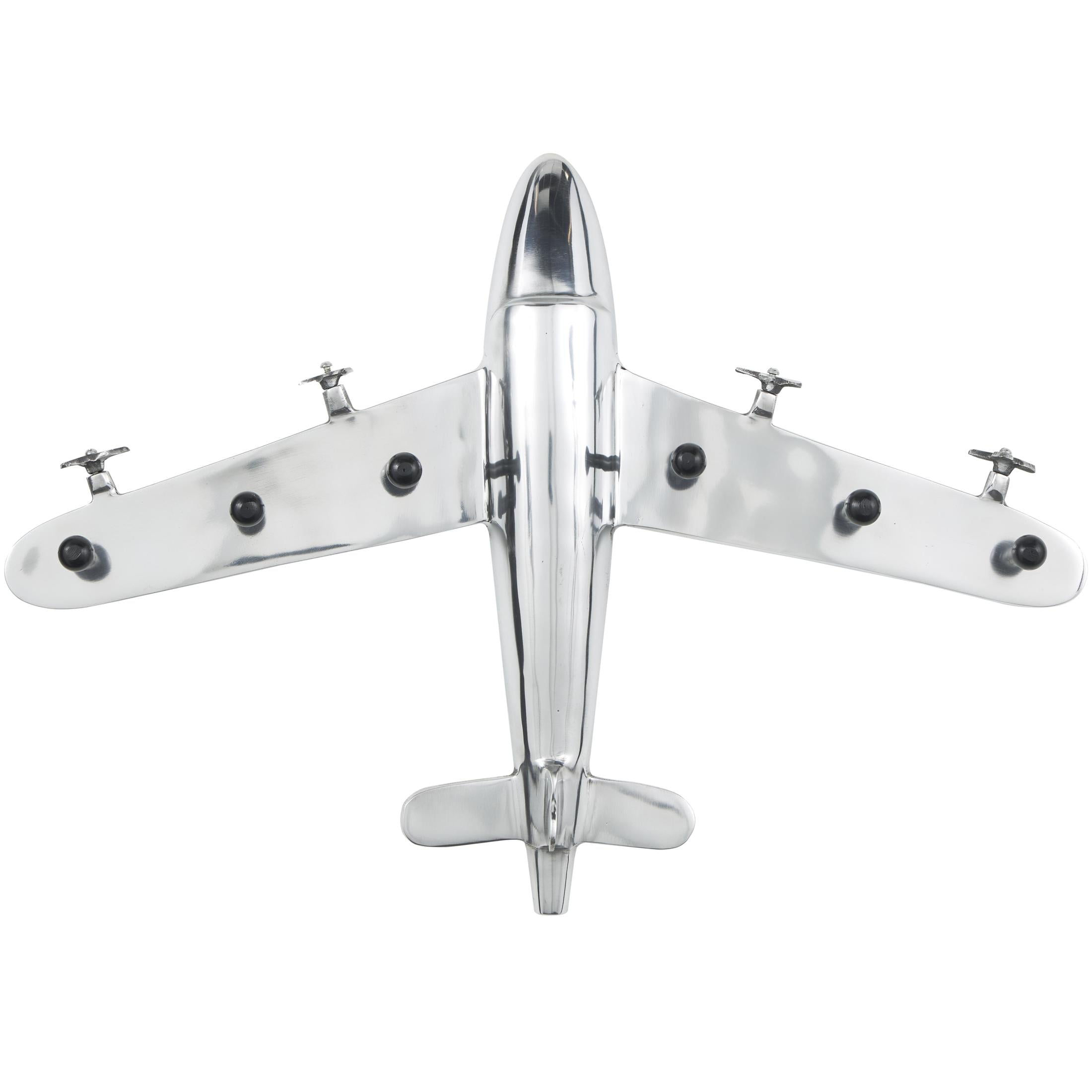 DecMode 25" x 18" Silver Aluminum Metal 6 Hangers Airplane Wall Hook, 1 ...