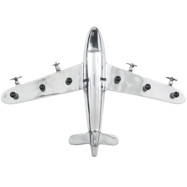 DecMode 25" x 18" Silver Aluminum Metal 6 Hangers Airplane Wall Hook, 1 ...