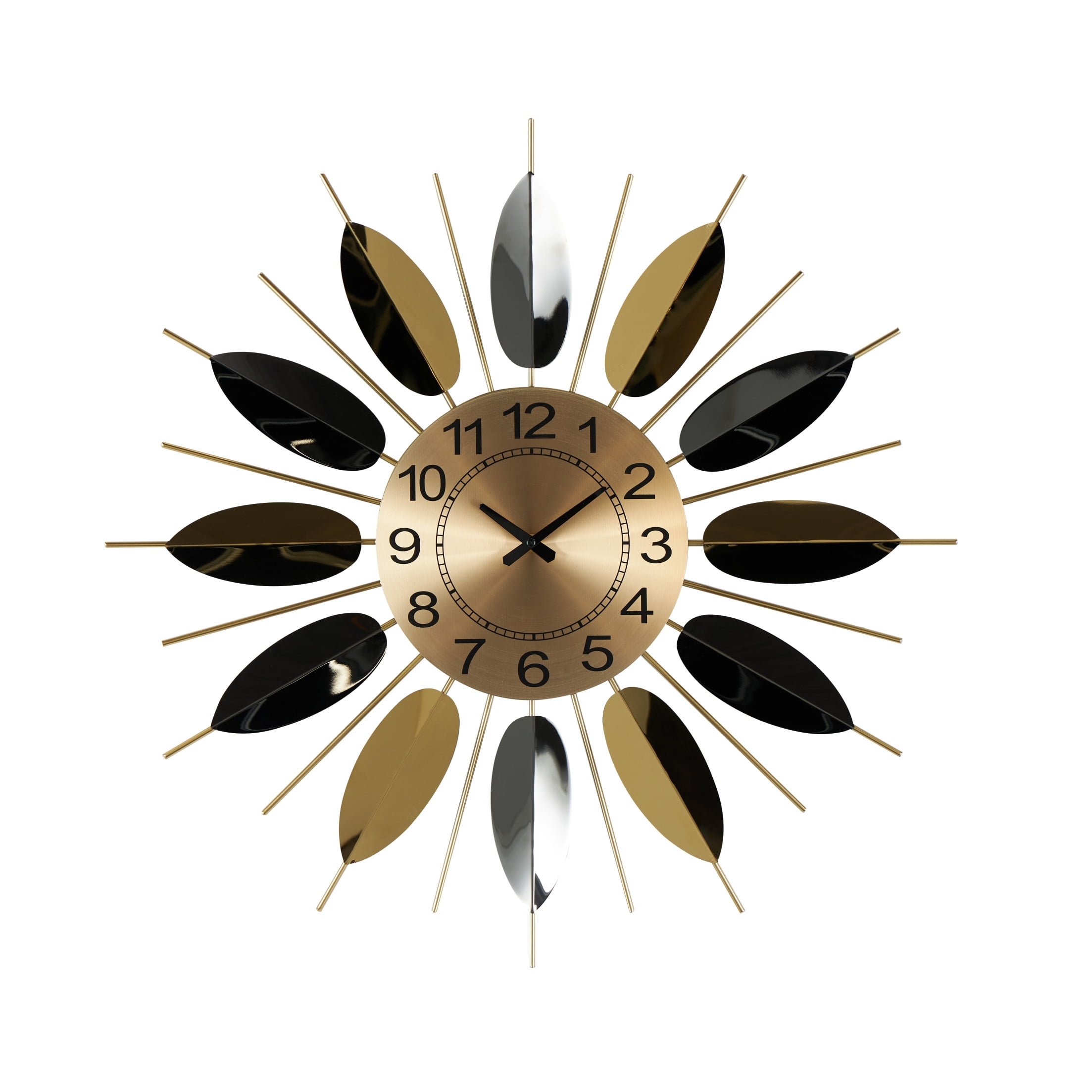 DecMode 26" Gold Stainless Steel Metal Leaf Radial Wall Clock with ...