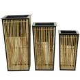 DecMode 27", 23", 19"H Handmade Slatted Frame Brown Wicker Planter with ...