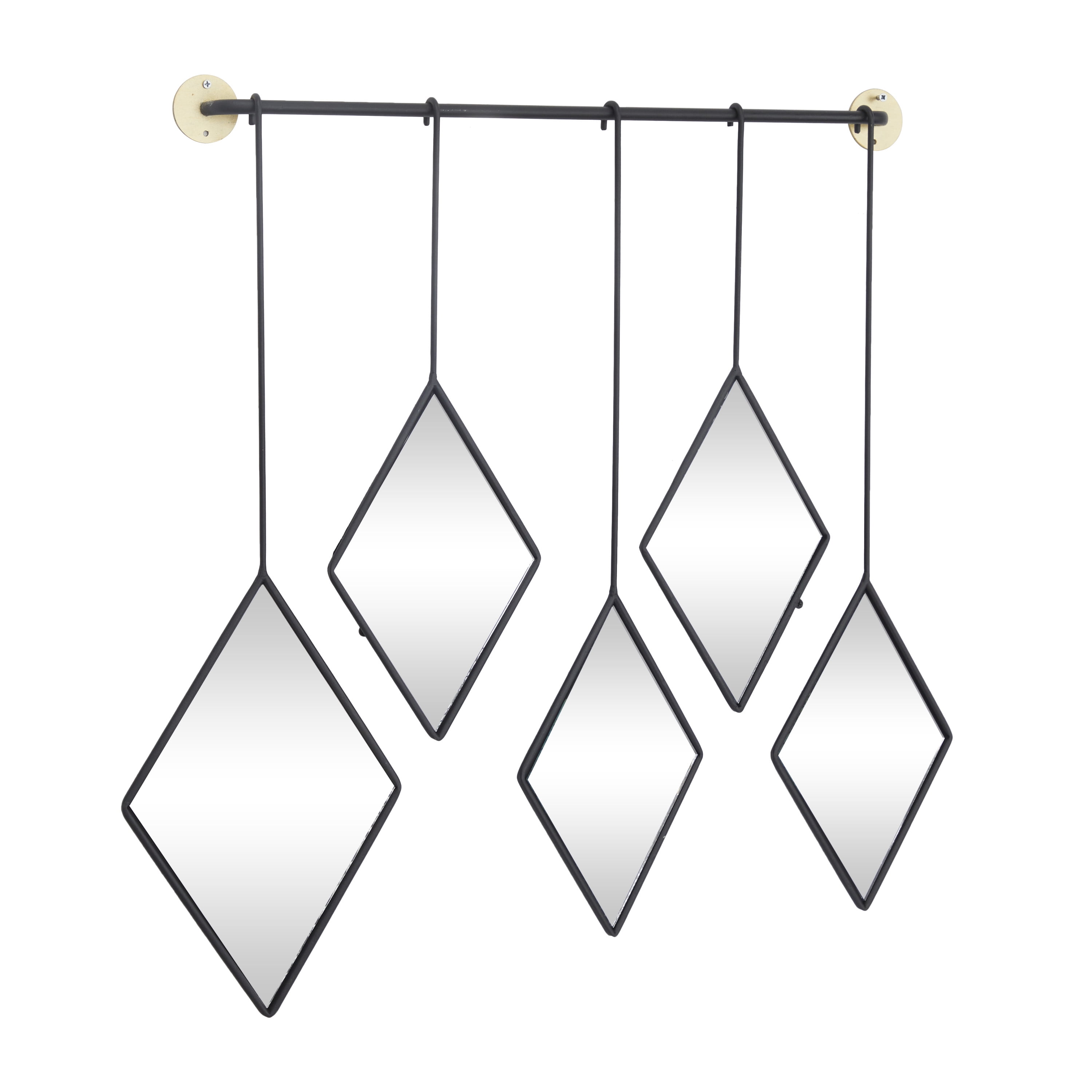 DecMode 27 x 27 Black Diamond Wall Mirror with Hanging Bar Metal ...
