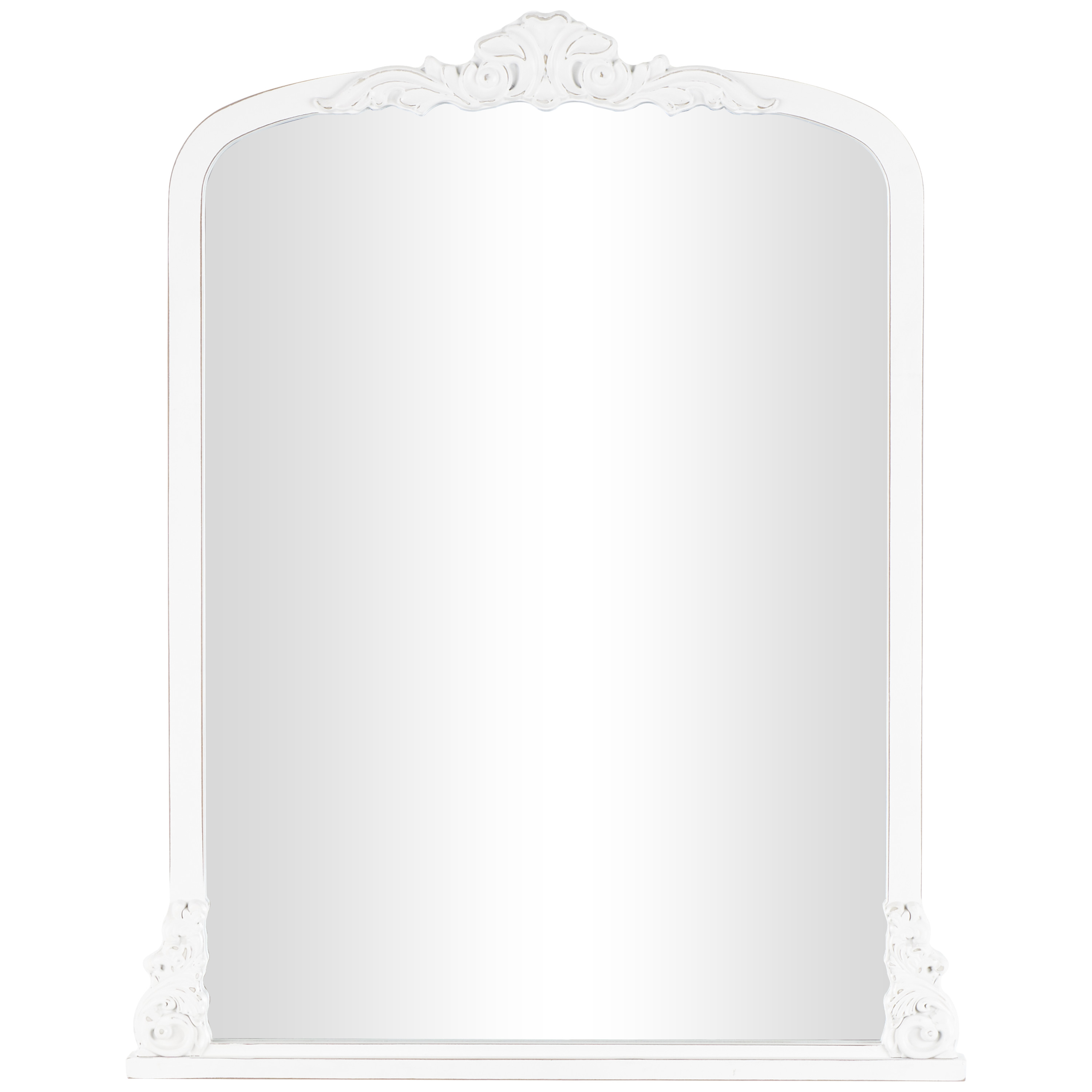 Free Shipping! DecMode 27 x 35 White Arched Wall Mirror with Scroll ...