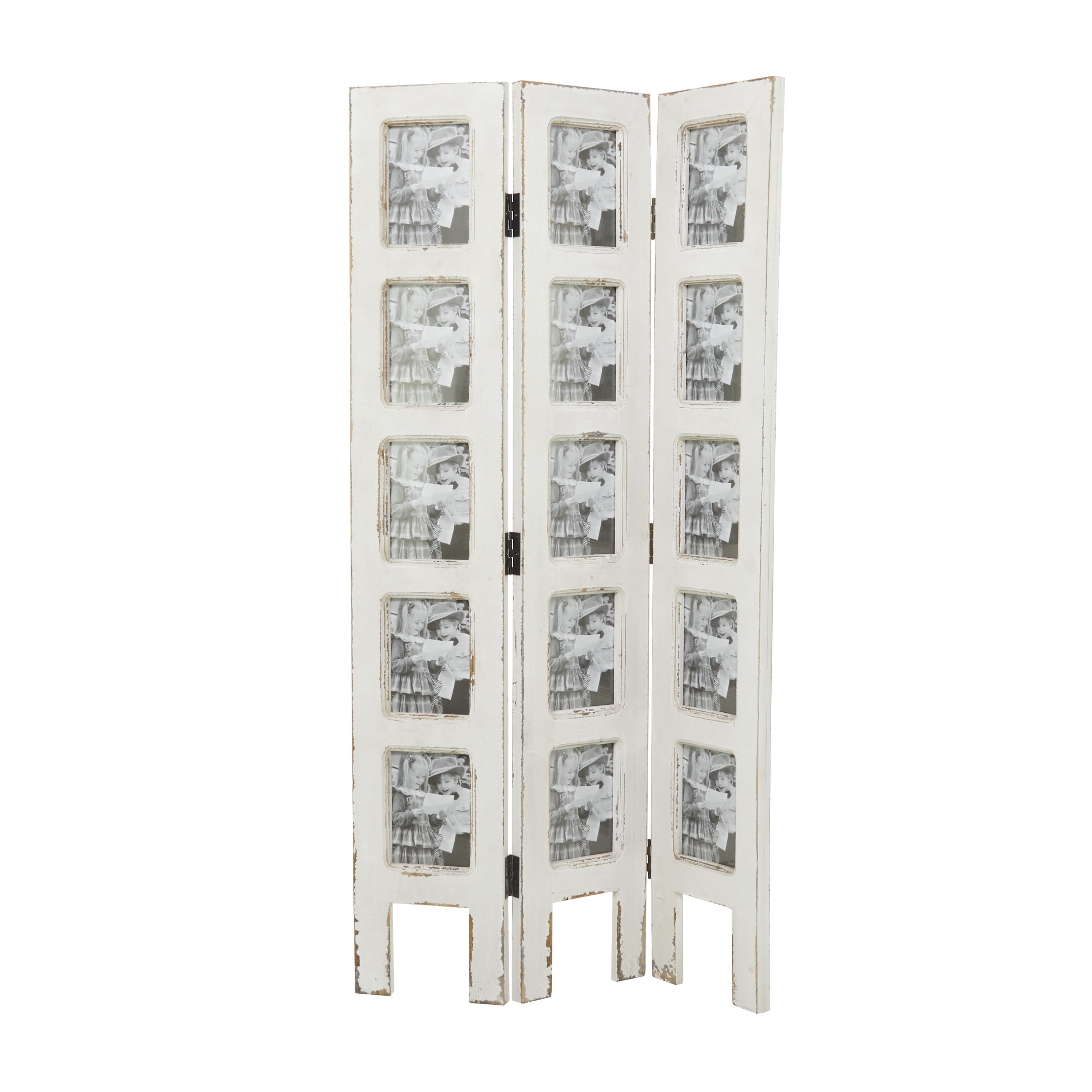Free Shipping! DecMode 27" x 51" White Wood Hinged Foldable Partition 3 ...