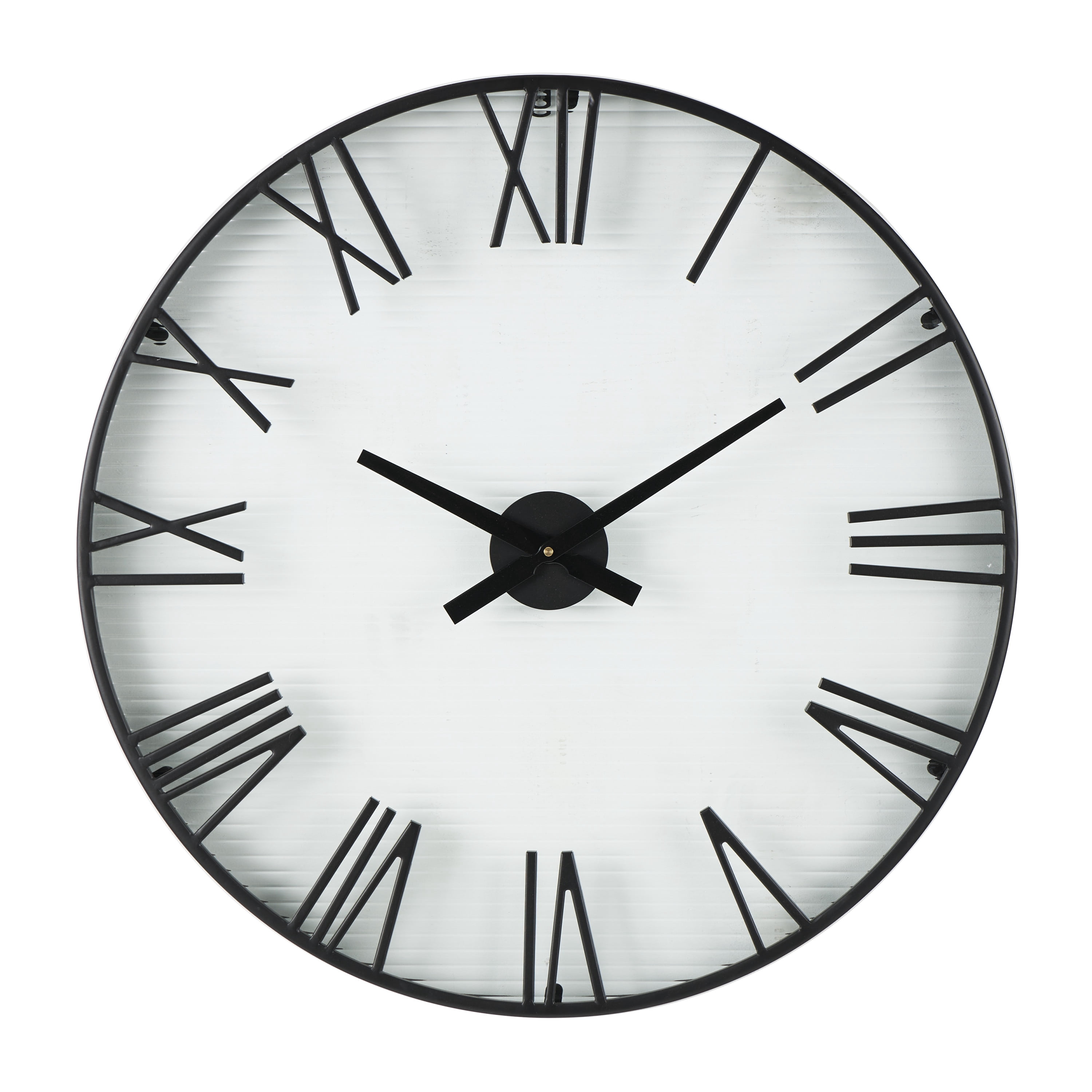 DecMode 28" Black Metal Wall Clock with Clear Glass Clock Face ...