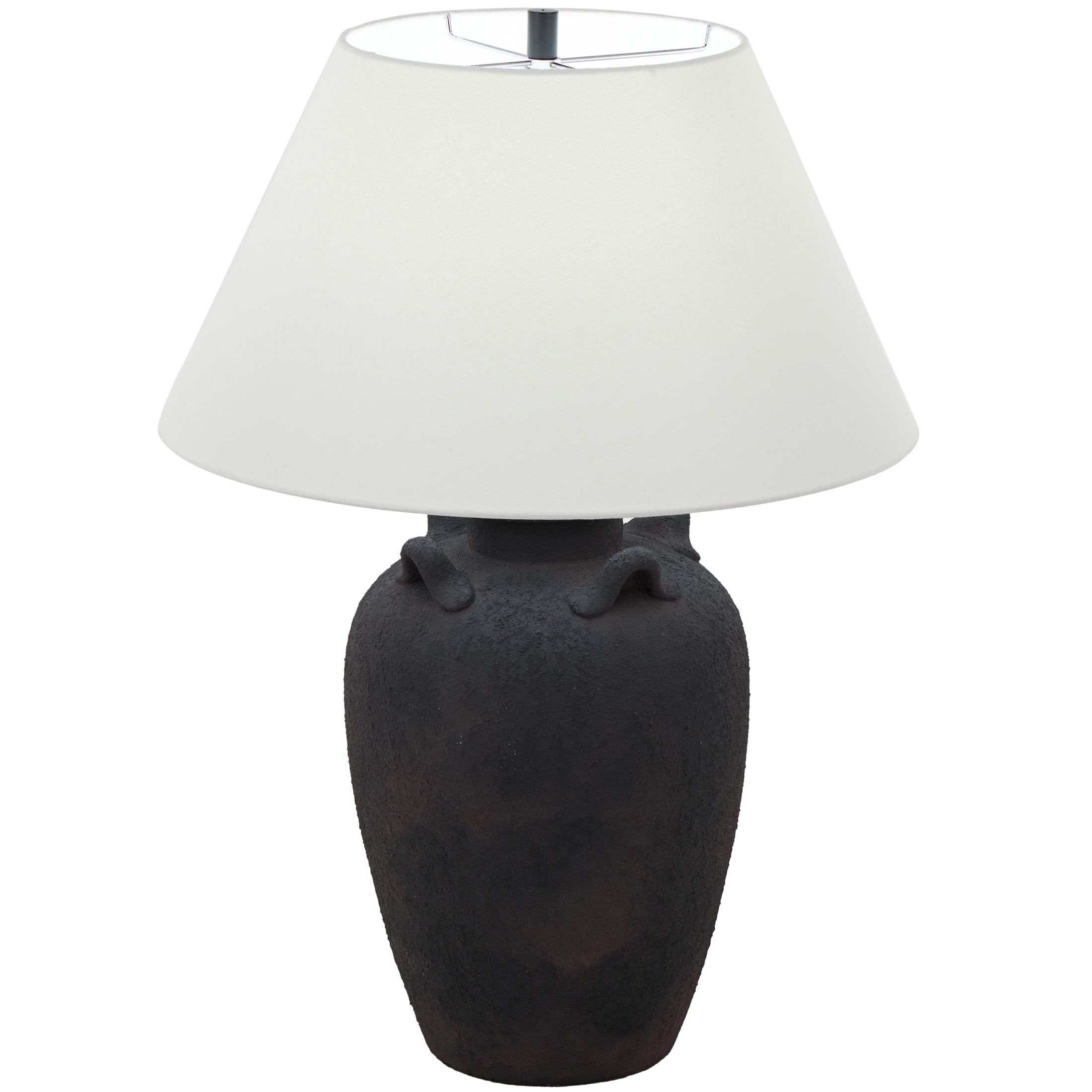 DecMode 28" Tall Distressed Antique Style Pot Vase Black Table Lamp ...