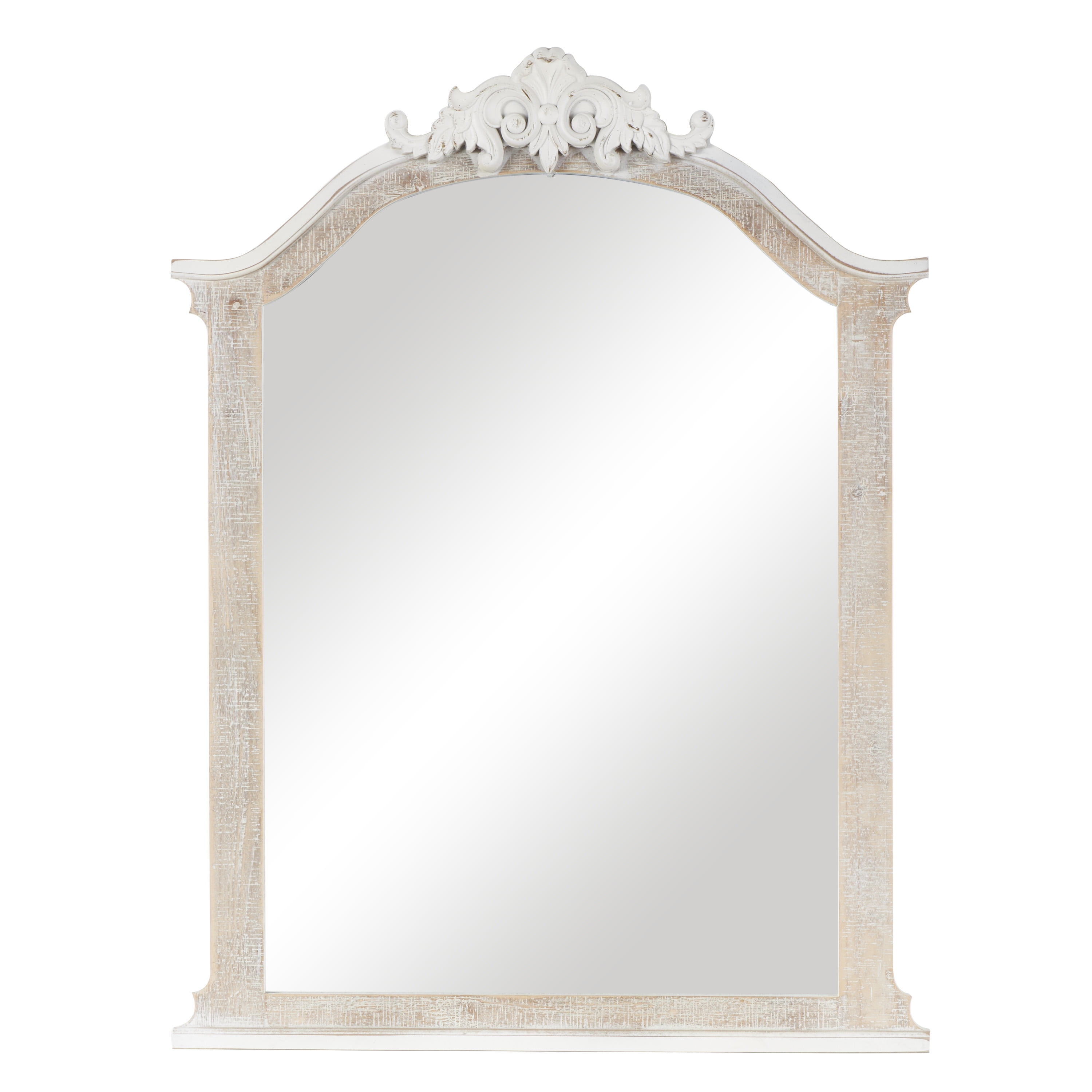 DecMode Cream Arched Scroll Wall Mirror - 28 x 37 Dimensions - Walmart.com