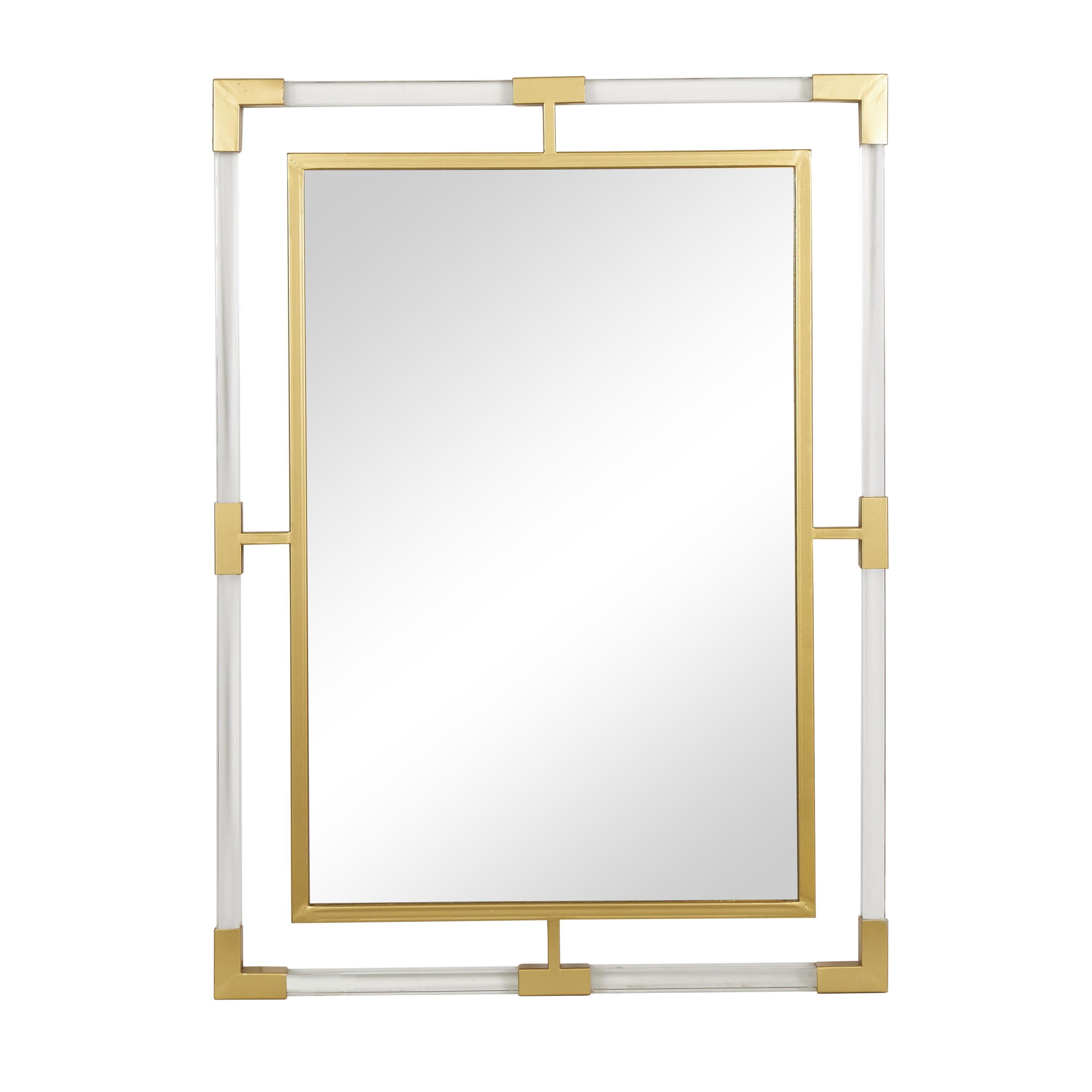 DecMode 28" x 38" Gold Double Framed Wall Mirror with Acrylic Frame ...