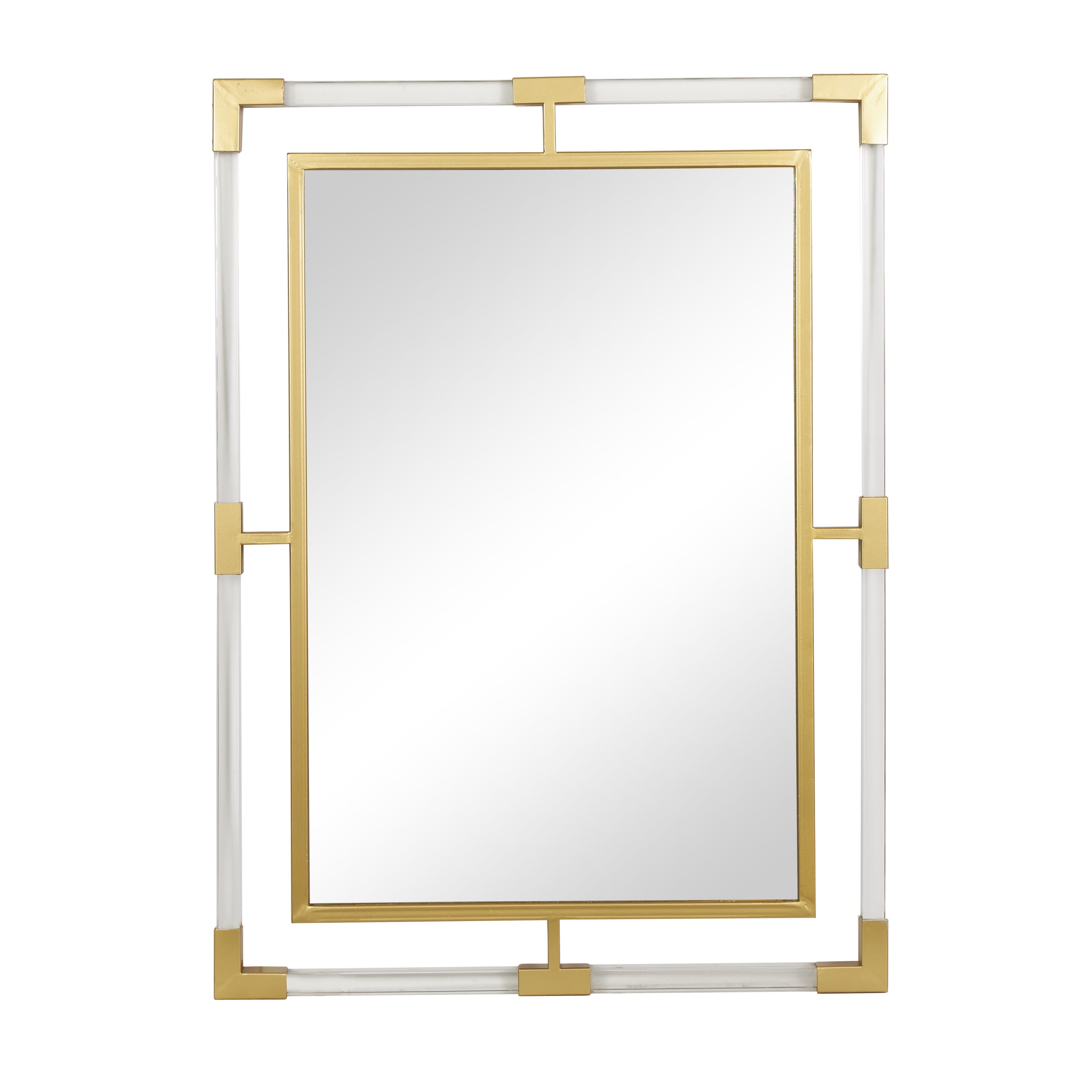 DecMode 28" x 38" Gold Double Framed Wall Mirror with Acrylic Frame ...