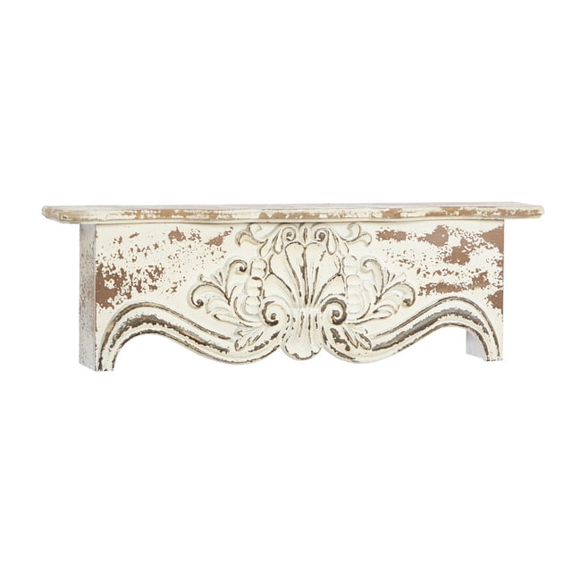 DecMode 28" x 6" 1-Tier Brown Scroll Wall Shelf - Walmart.com