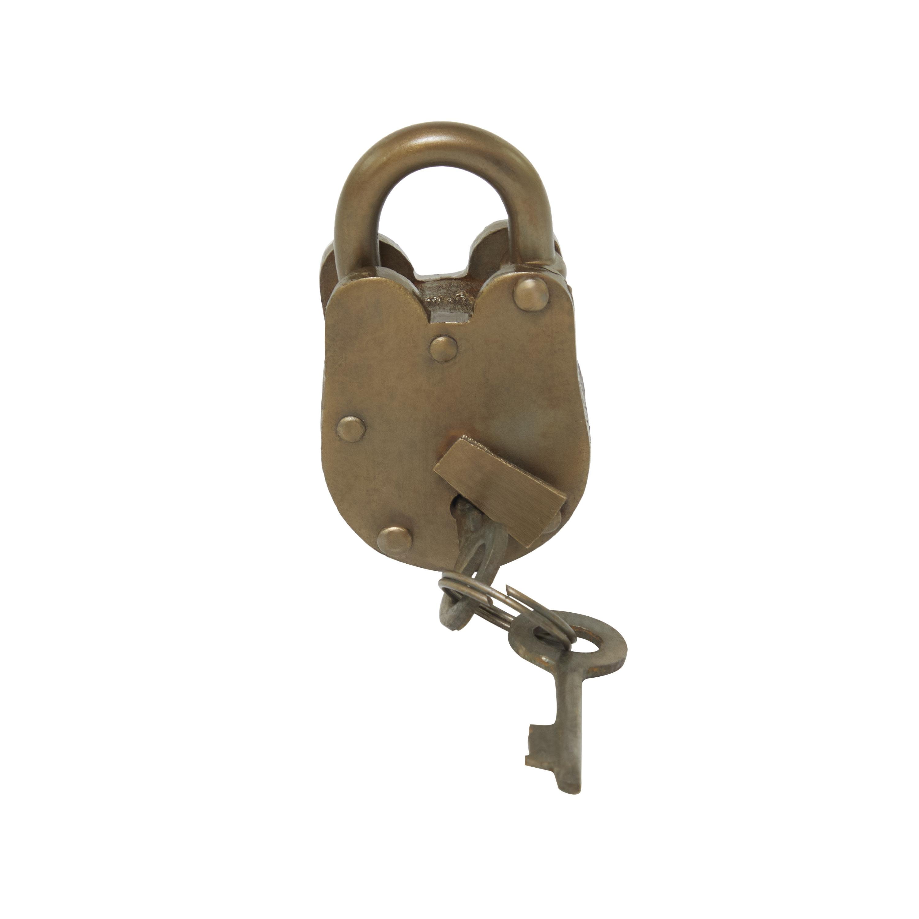 DecMode 3" Bronze Studded Metal Lock And Key with Distressed Details ...
