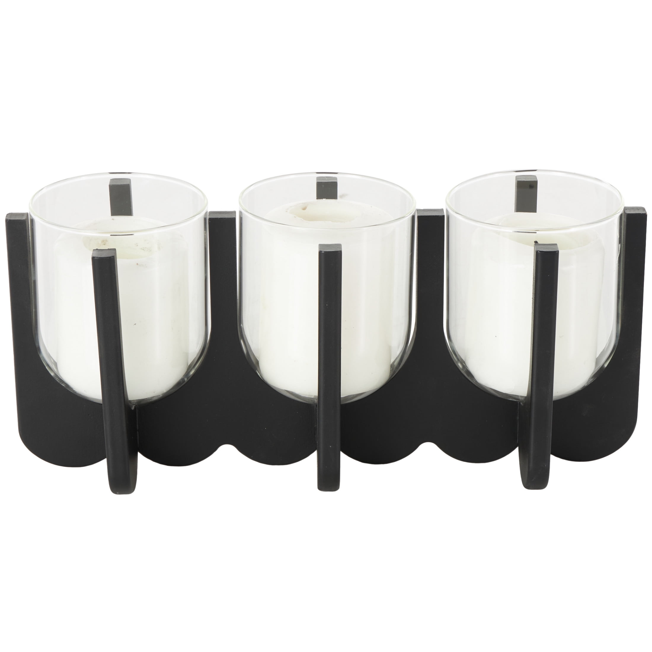 DecMode 3 Candle Black Wood Hurricane 3 Slot Candle Holder - Walmart.com