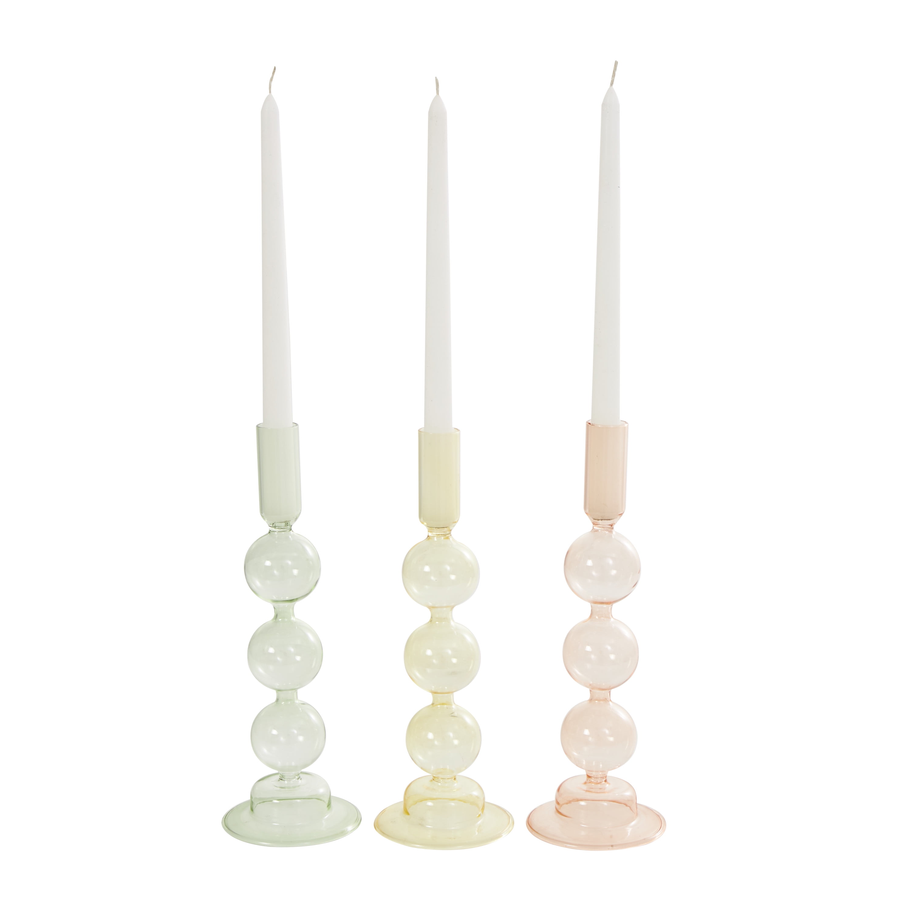 DecMode 3 Candle Multicolored Glass Bubble Cylindrical Taper ...
