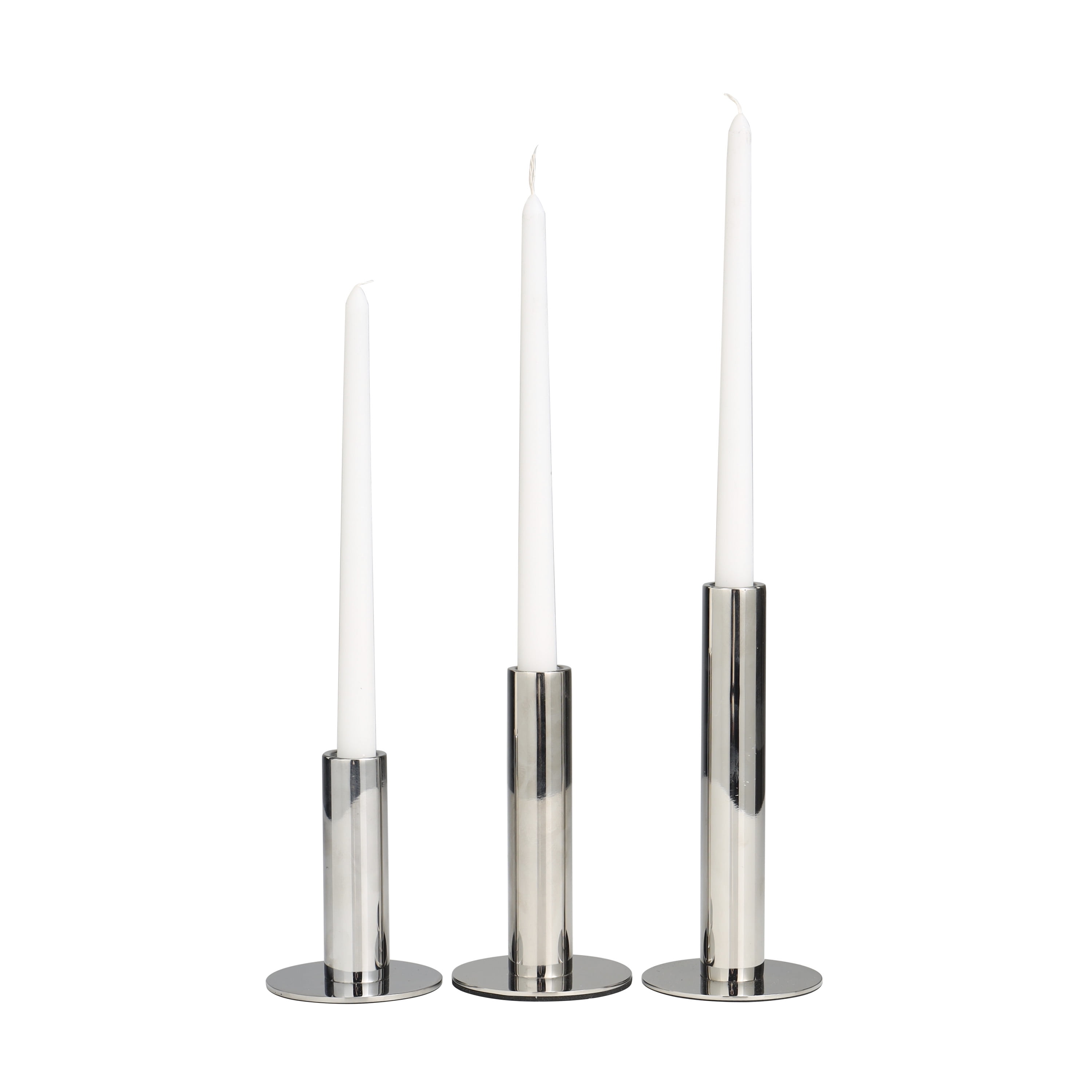 DecMode 3 Candle Silver Stainless Steel Slim Minimalistic Candle Holder ...