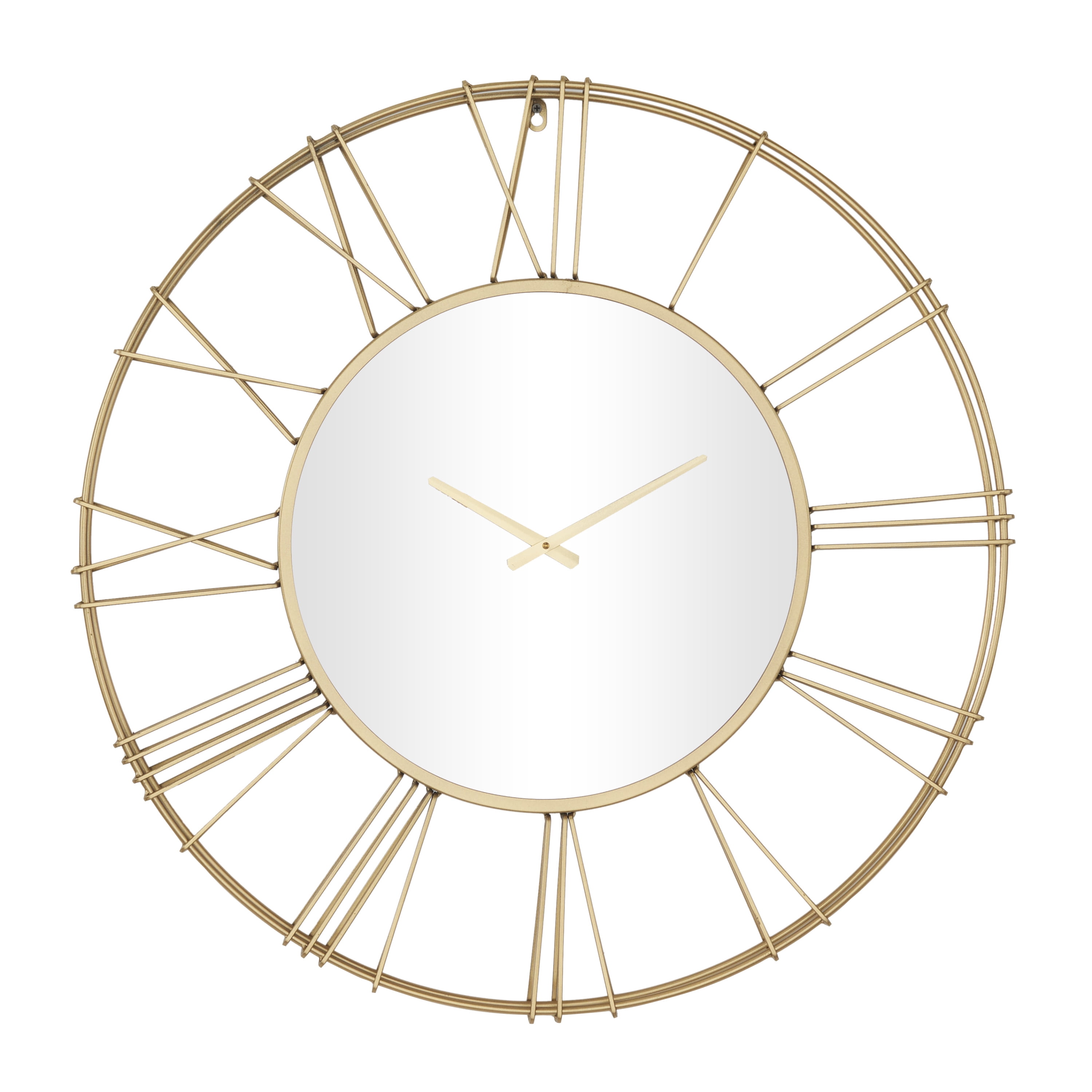 DecMode 30" Gold Metal Open Frame Wall Clock with Center Mirror ...