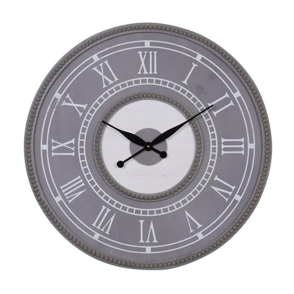 DecMode 30" Gray Wood Beaded Wall Clock with White Accents - Walmart.com