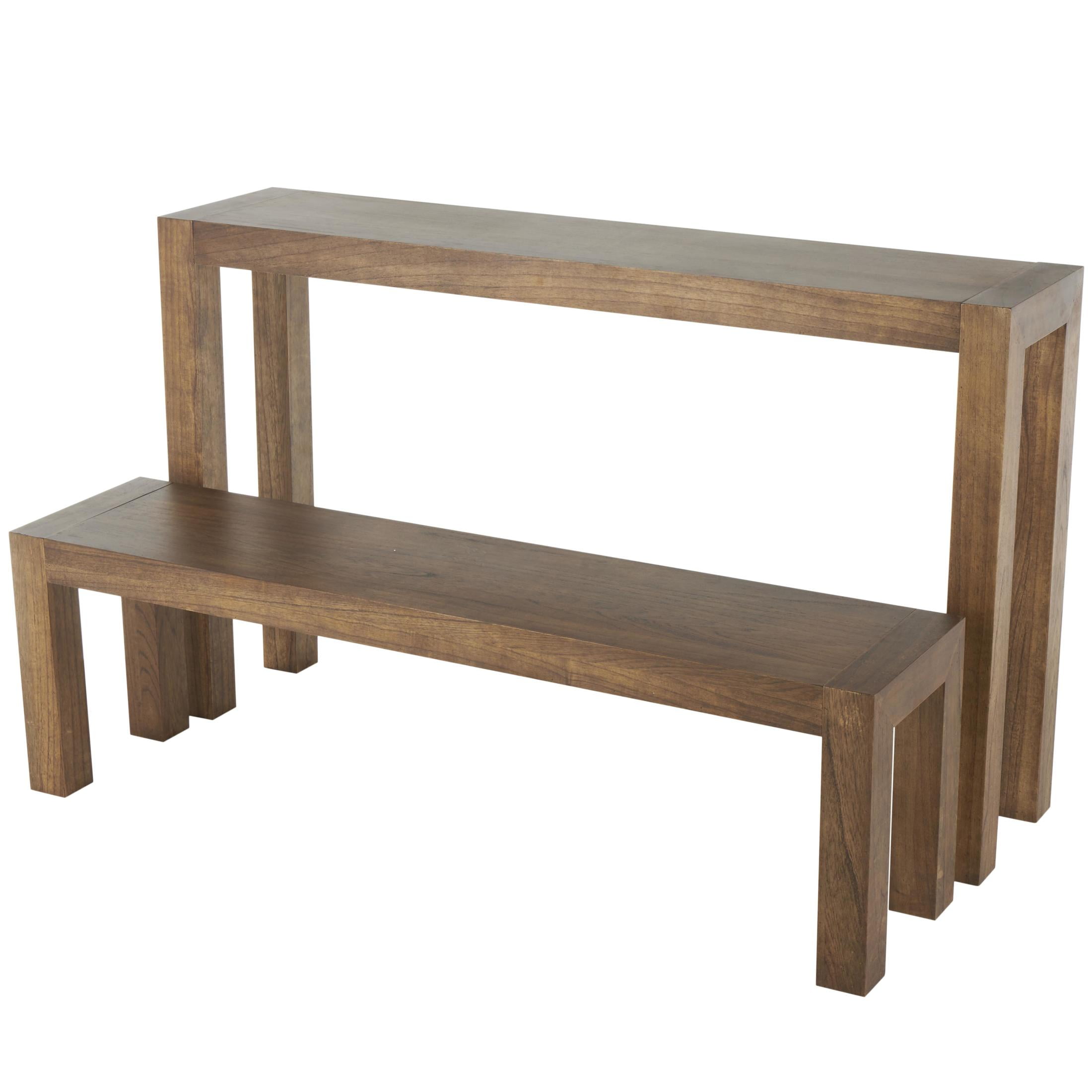 DecMode 31", 15"H Brown Wood Rectangular Console Table with Bench, 2 ...