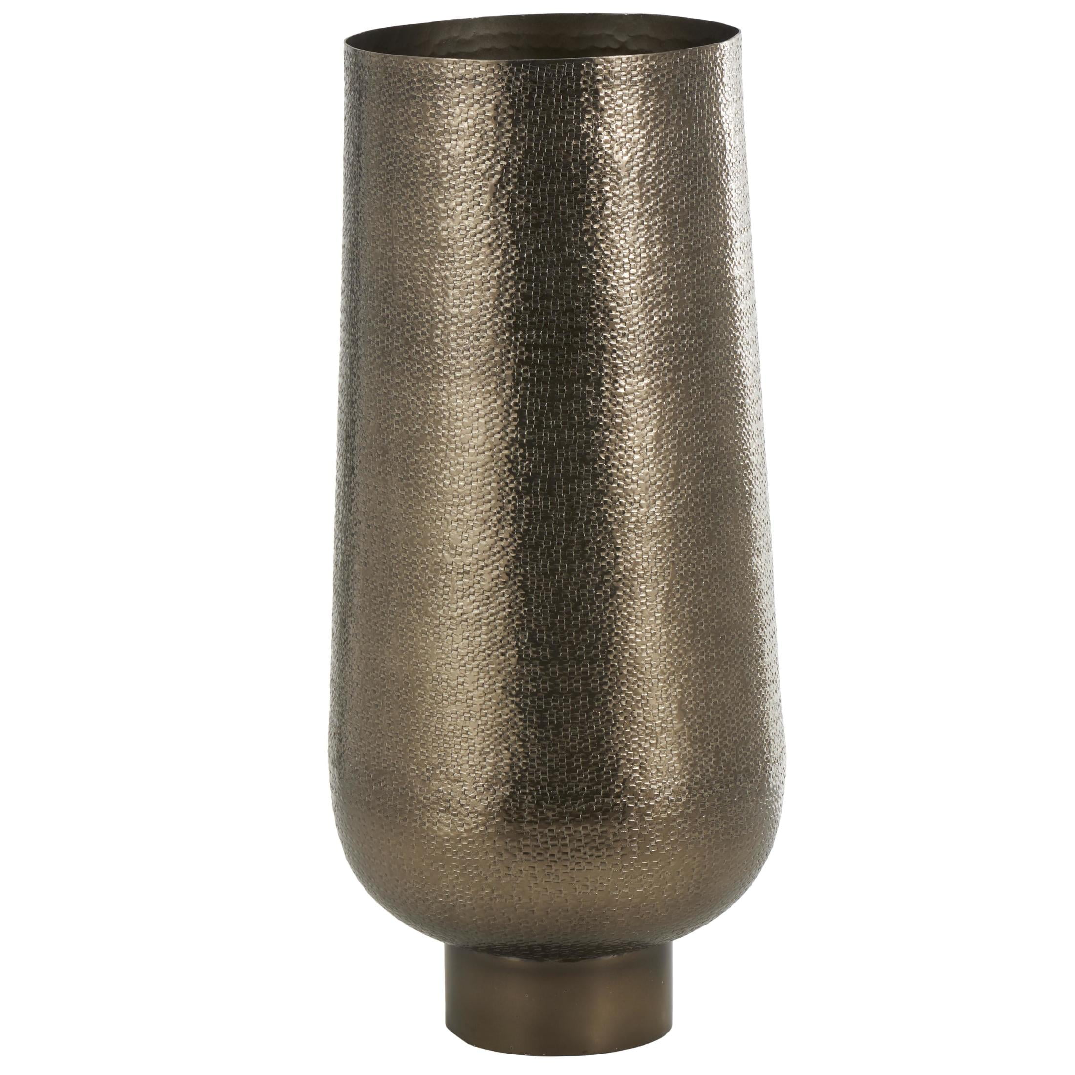 DecMode 31" Geometric Textured Wide Floor Brass Aluminum Metal Vase ...