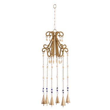 DecMode Gold Metal Tibetan Inspired Decorative Hanging Bell Chime Set ...