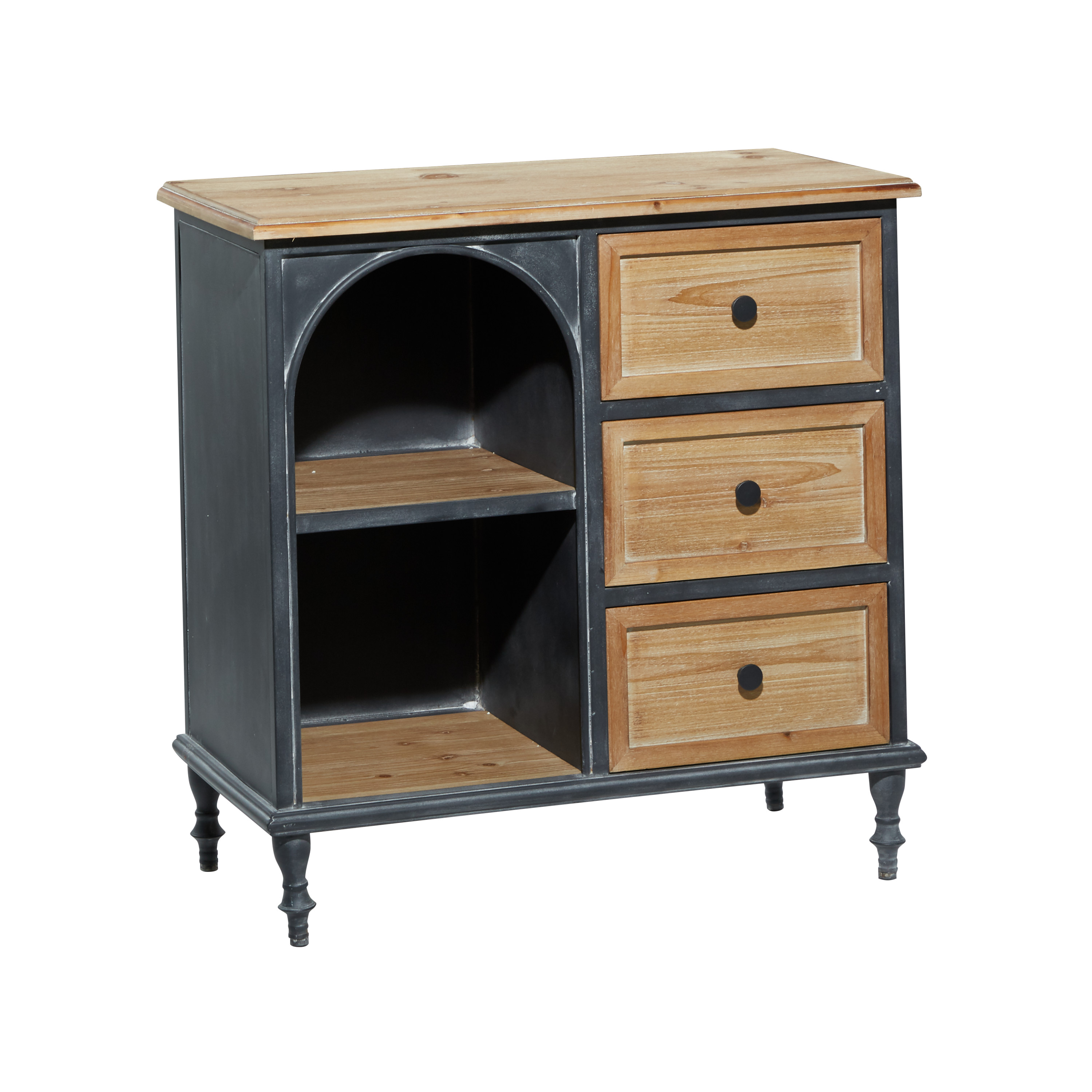 DecMode 31" x 31" Brown Wood 3 Drawers and 2 Shelves Cabinet, 1-Piece ...