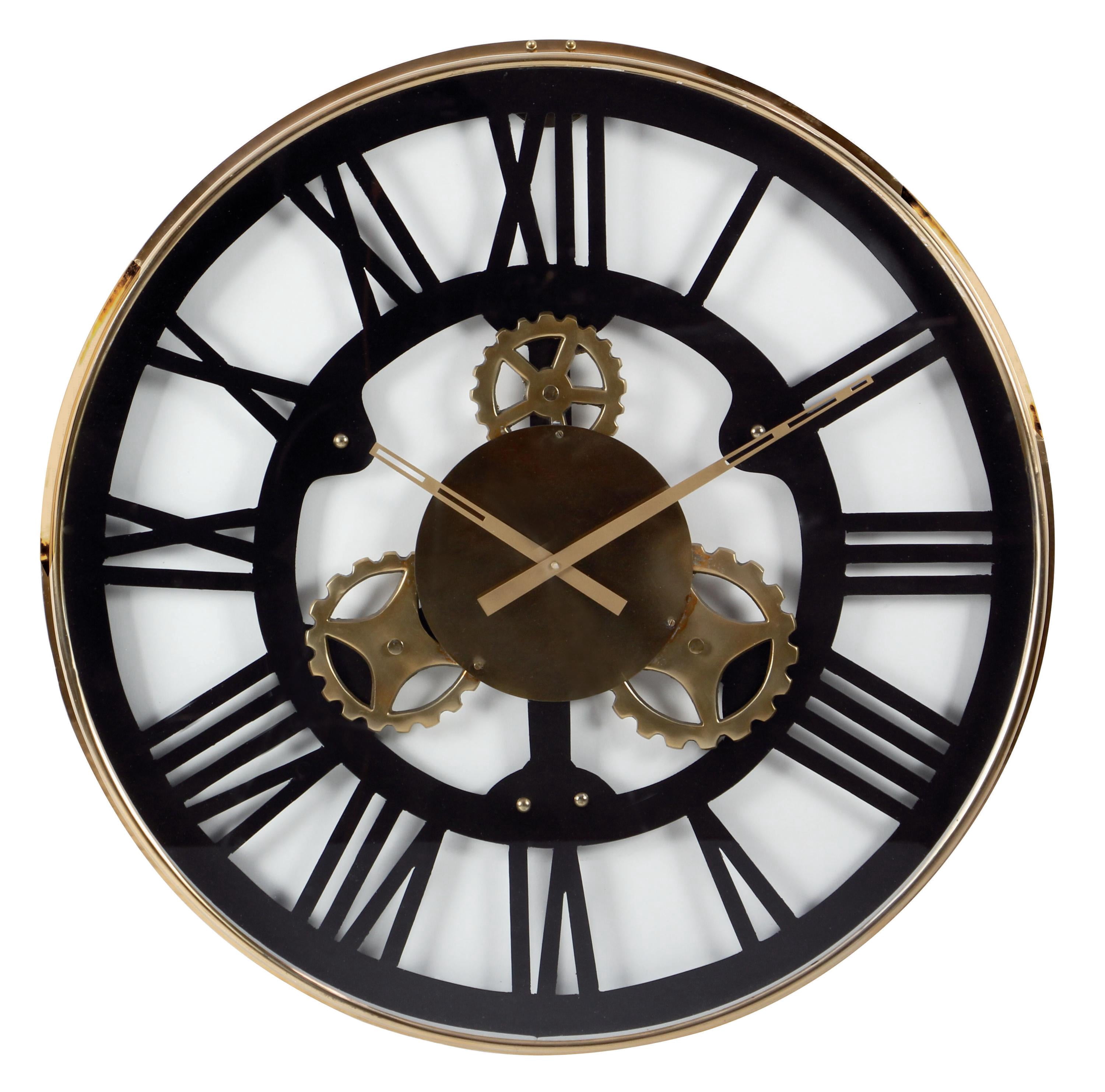 DecMode 32" Black Stainless Steel Metal Gear Wall Clock - Walmart.com