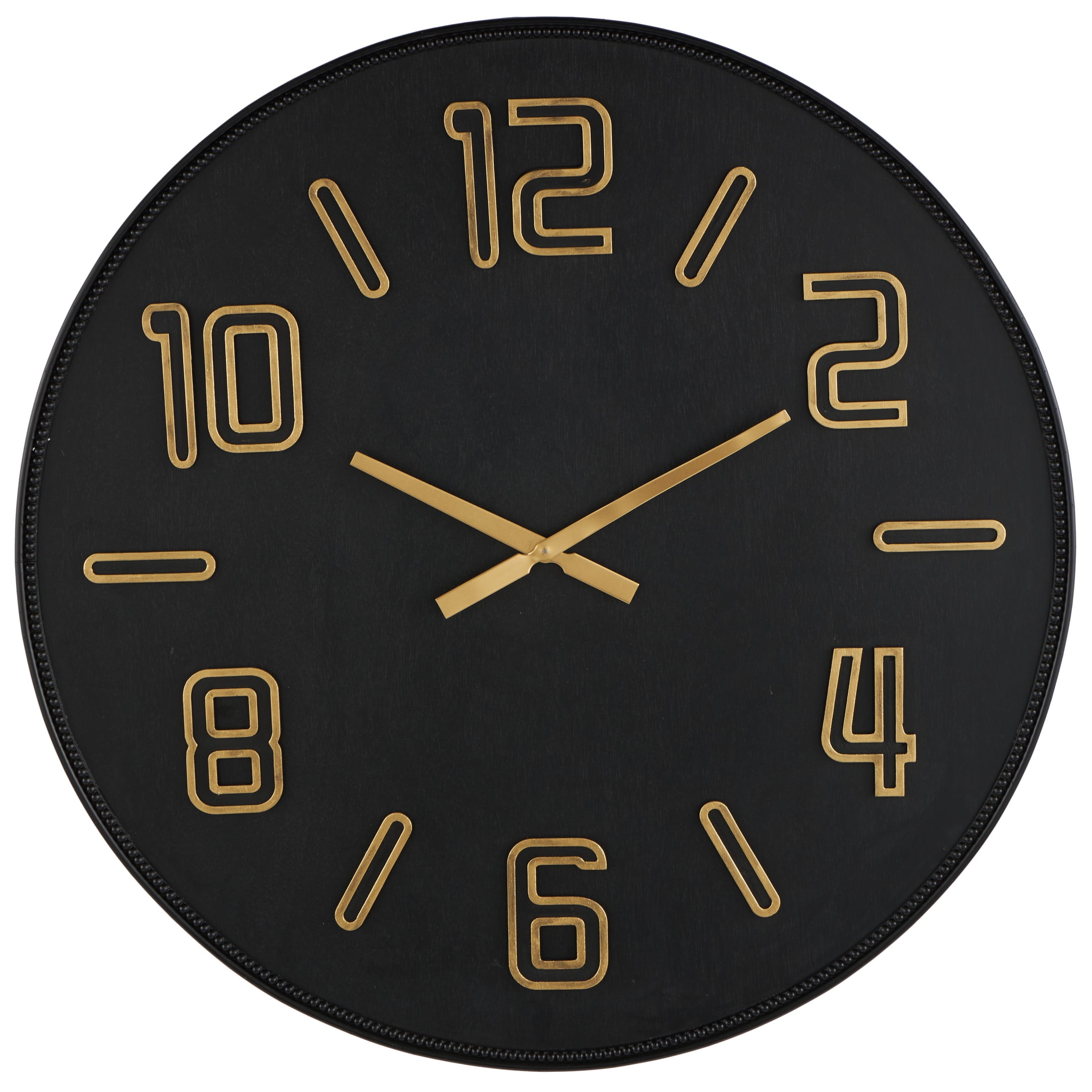 DecMode 32 Black Wood Wall Clock - Modern Style, Gold Hands - Walmart.com