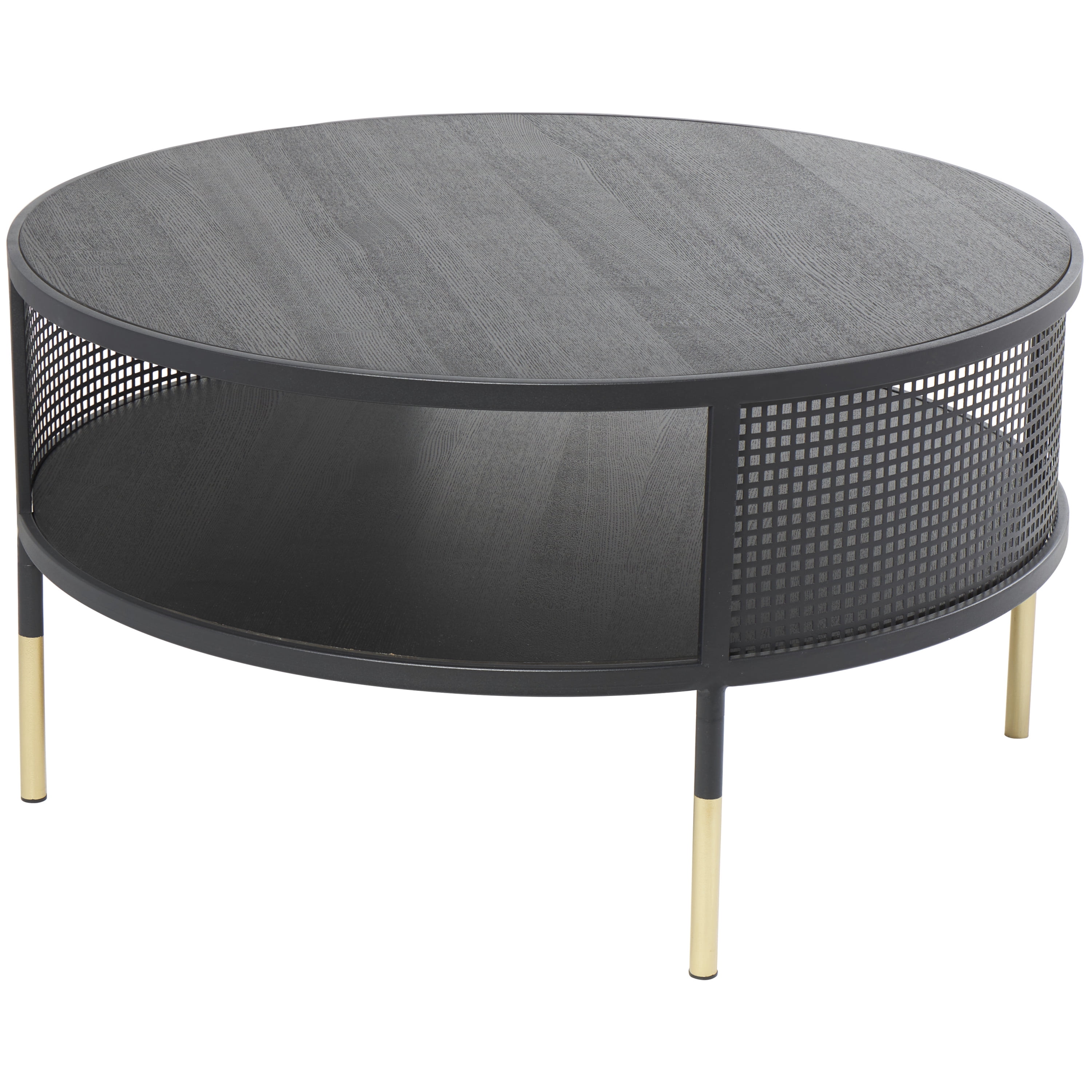 DecMode 32" x 17" Black Metal Open Grid Frame Geometric 1 Shelf Coffee ...