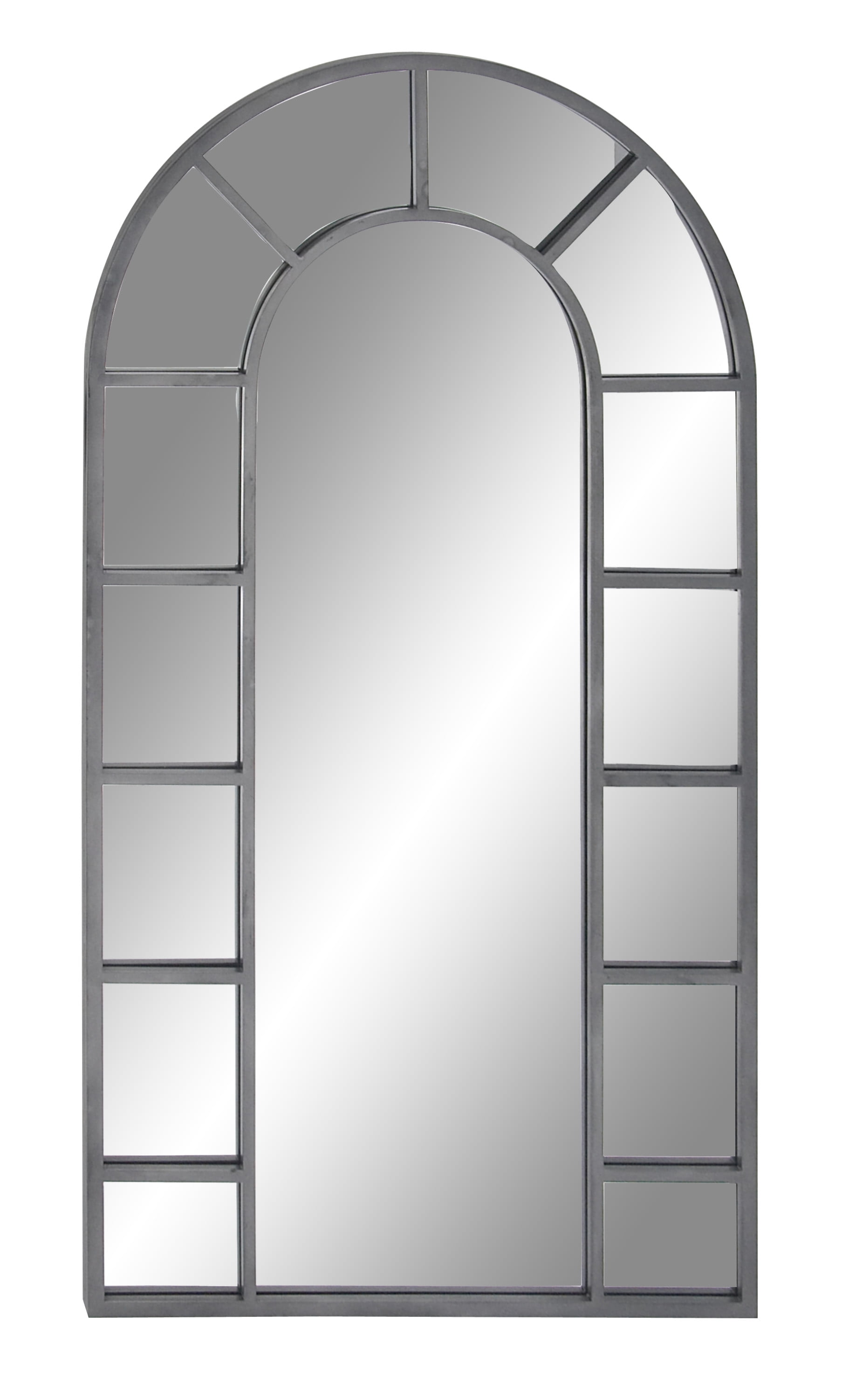 DecMode 32" x 60" Black Window Pane Inspired Wall Mirror with Arched ...