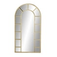 DecMode 32" x 60" Gold Window Pane Inspired Wall Mirror with Arched Top ...