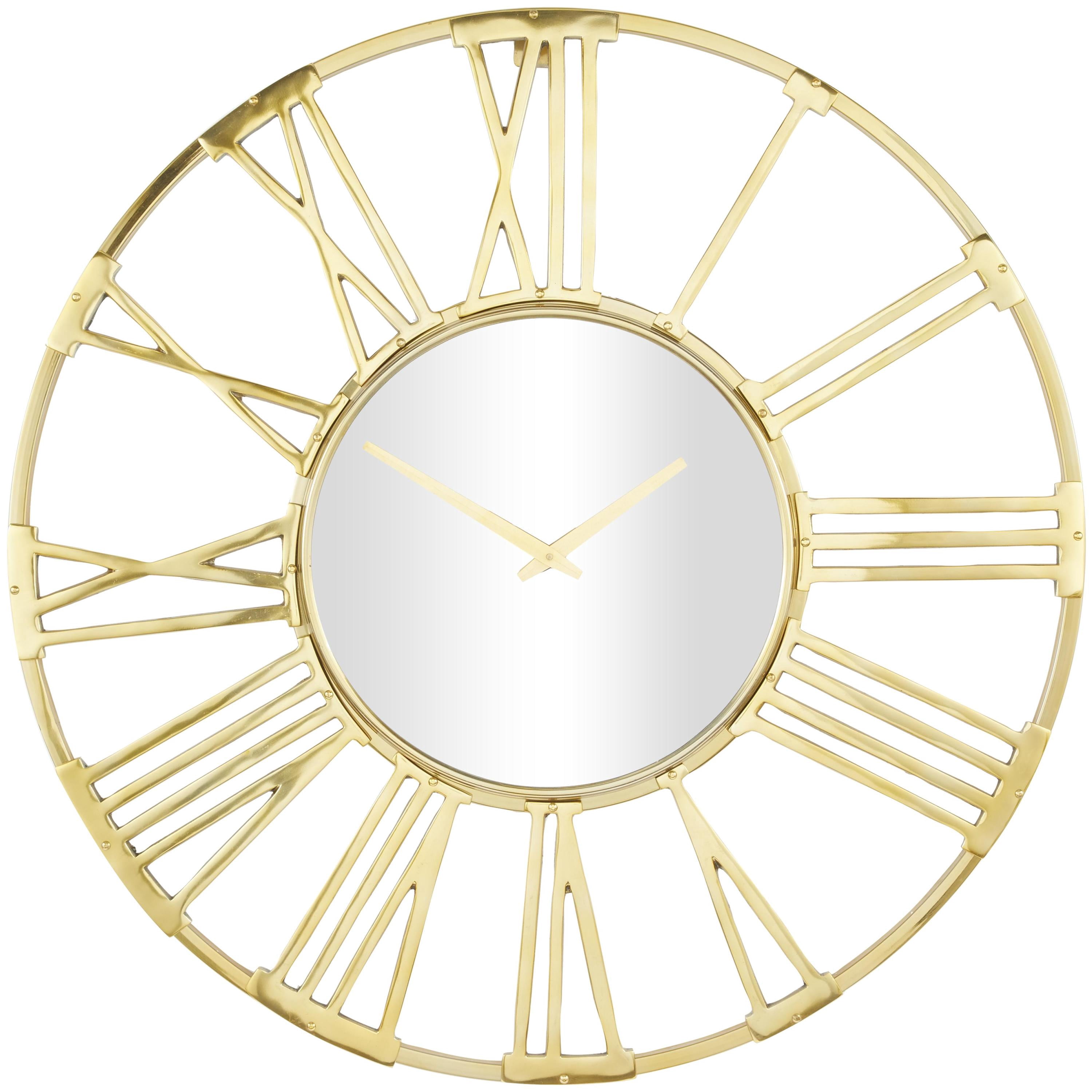 DecMode 35" Gold Aluminum Metal Geometric Open Frame Wall Clock with ...
