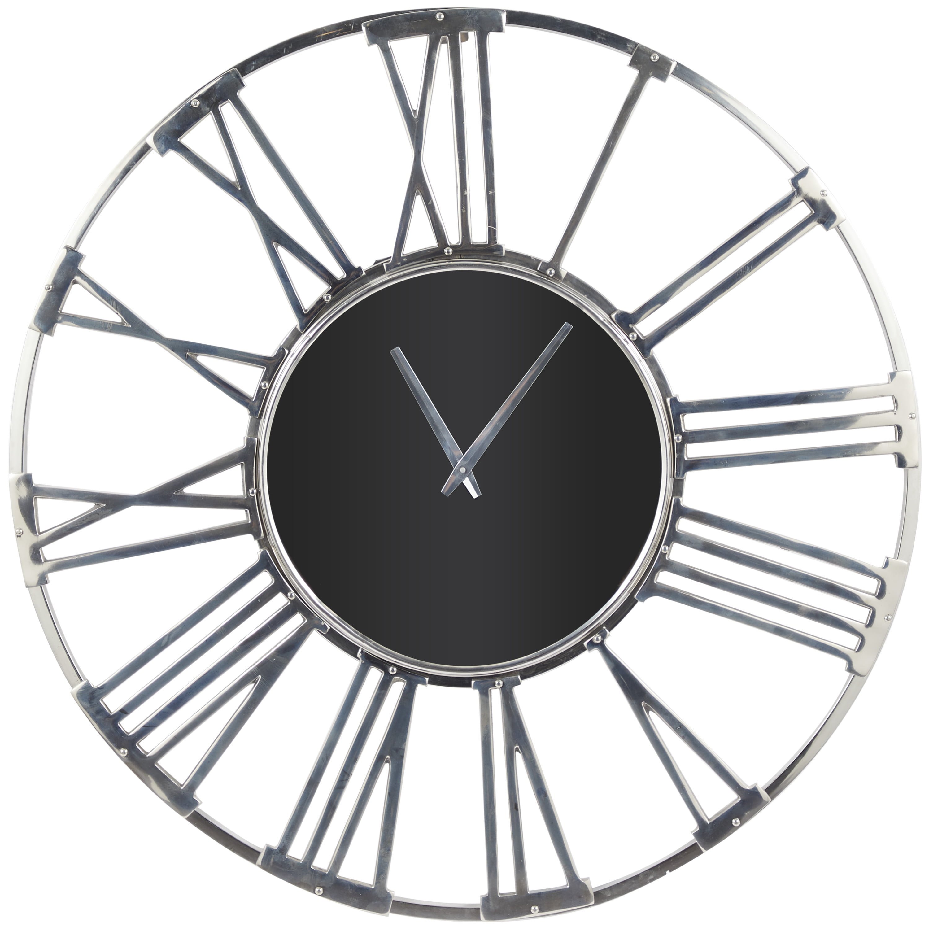 DecMode 35" Silver Aluminum Geometric Open Frame Wall Clock with Black ...