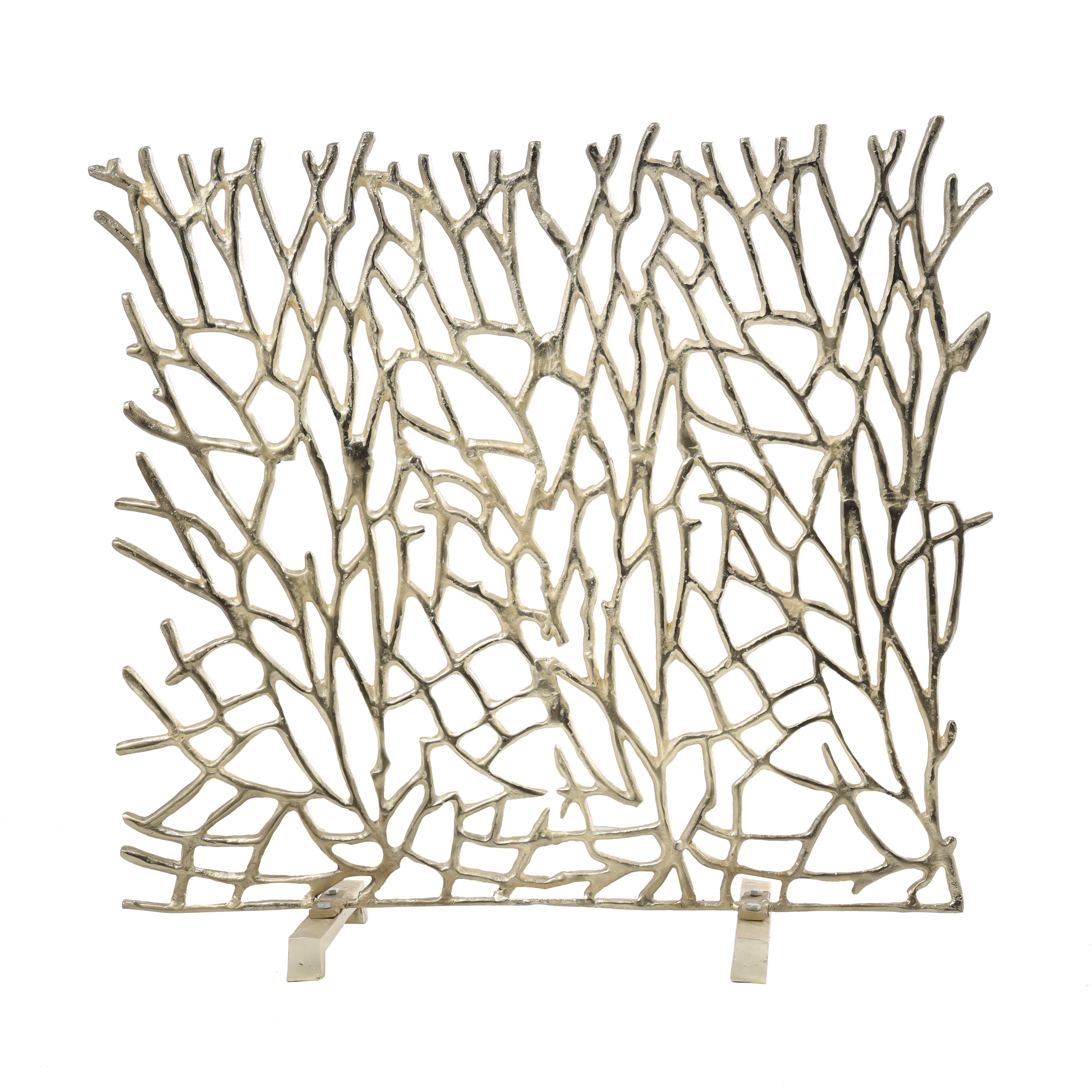 DecMode 35" x 34" Gold Aluminum Coral Inspired Single Panel Abstract ...