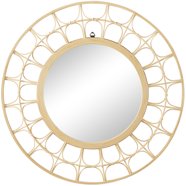 DecMode Coastal Round Dried Rope Design Wood Wall Mirror, 35"W x 35"H ...