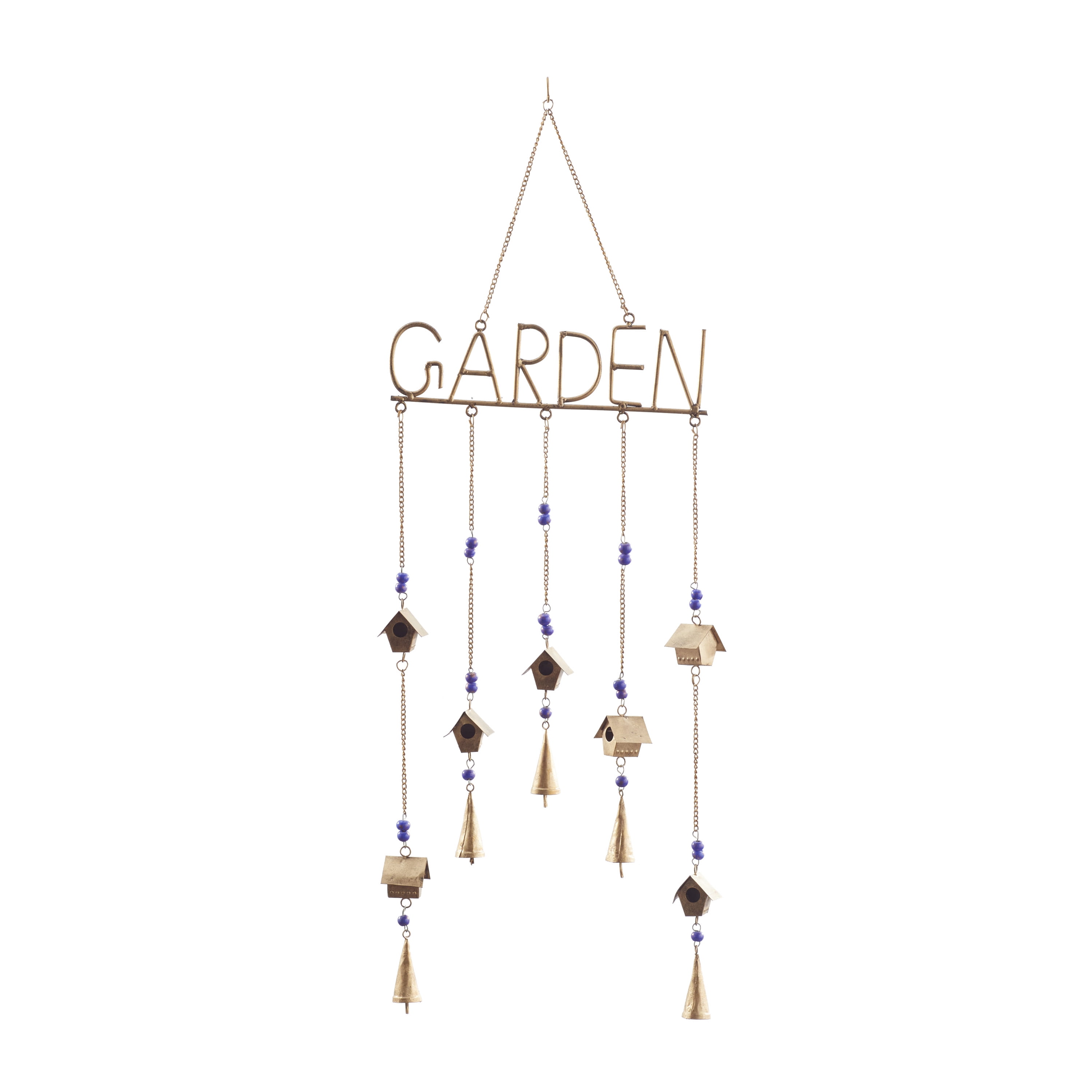 DecMode 36" Brass Metal Indoor Outdoor Garden Geometric Windchime with ...