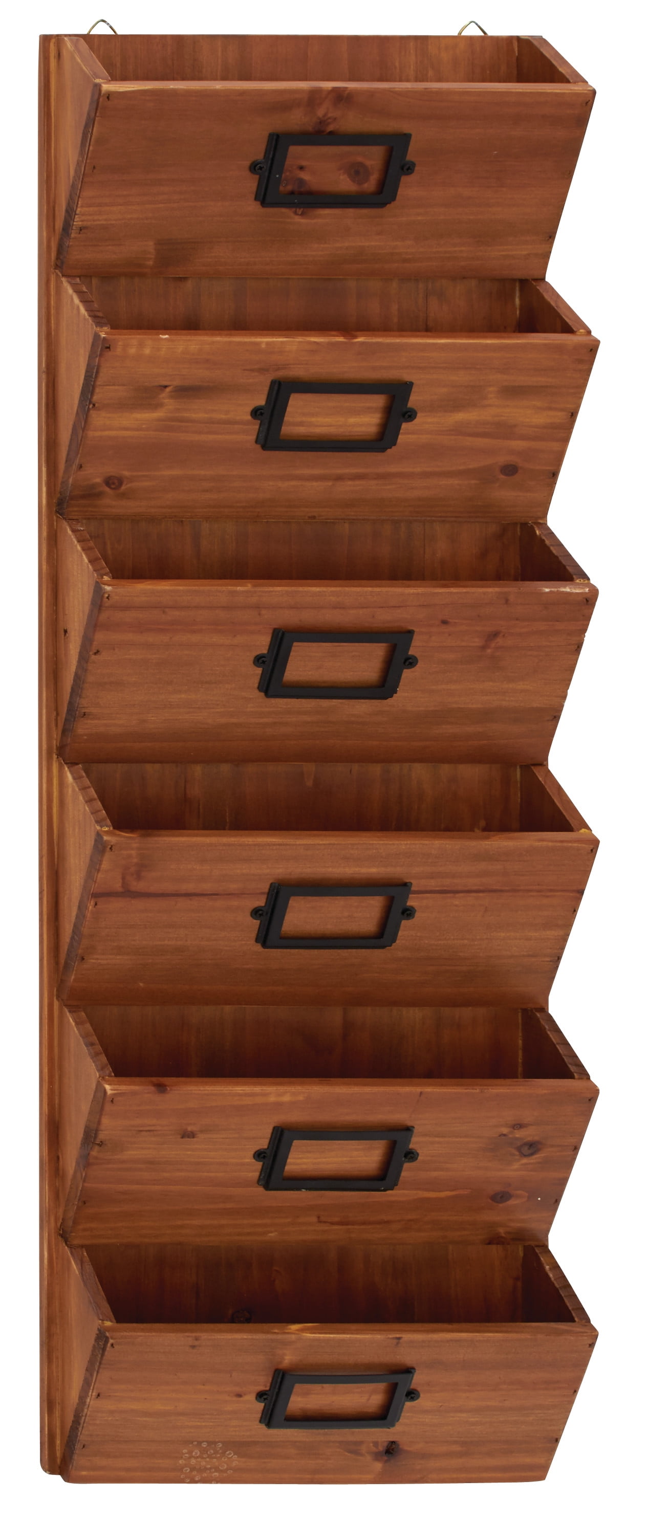 DecMode 36" Brown Wood 6 Slots Magazine Rack Holder with Suspended ...