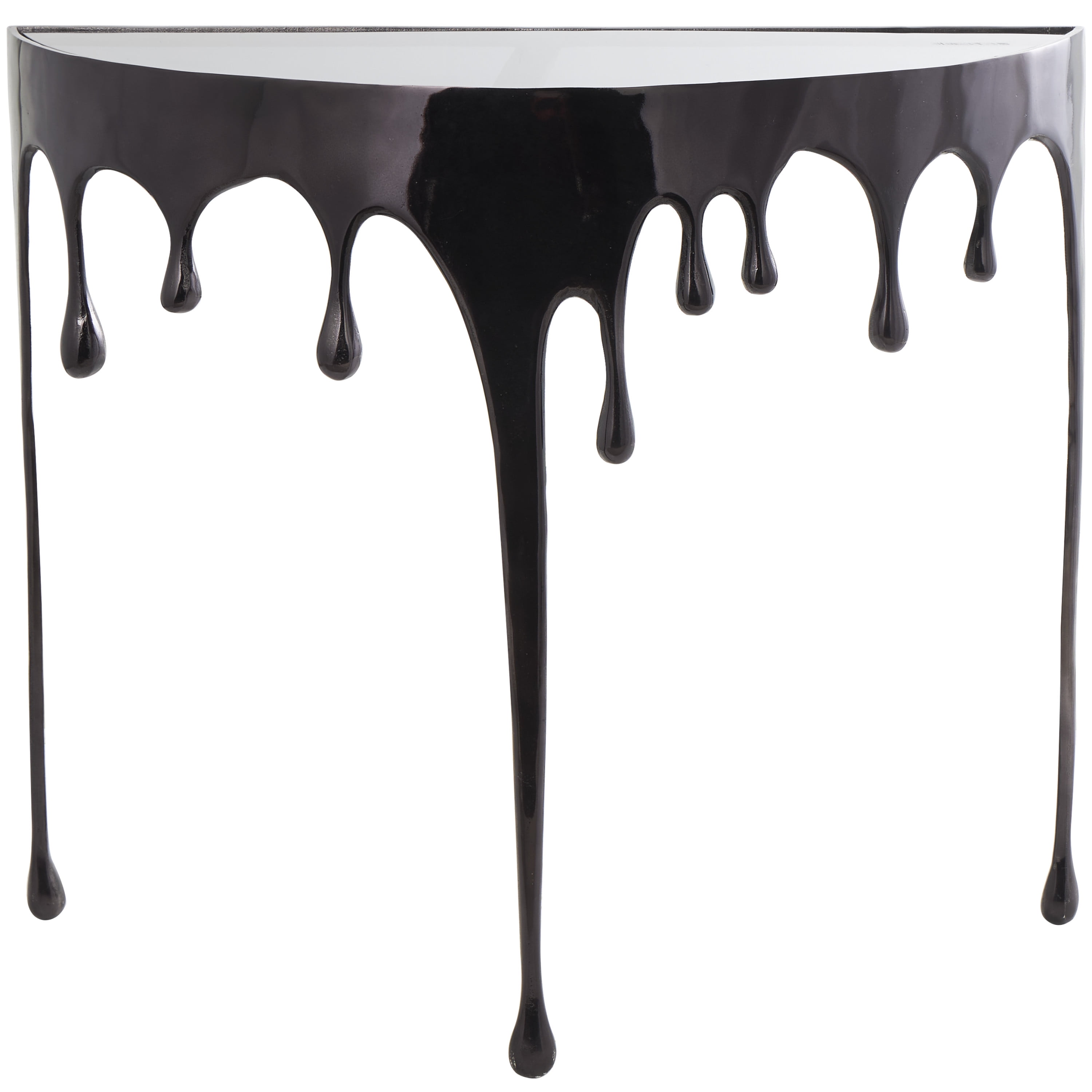 DecMode 36 x 32 Black Aluminum Console Table with Melting Legs and ...