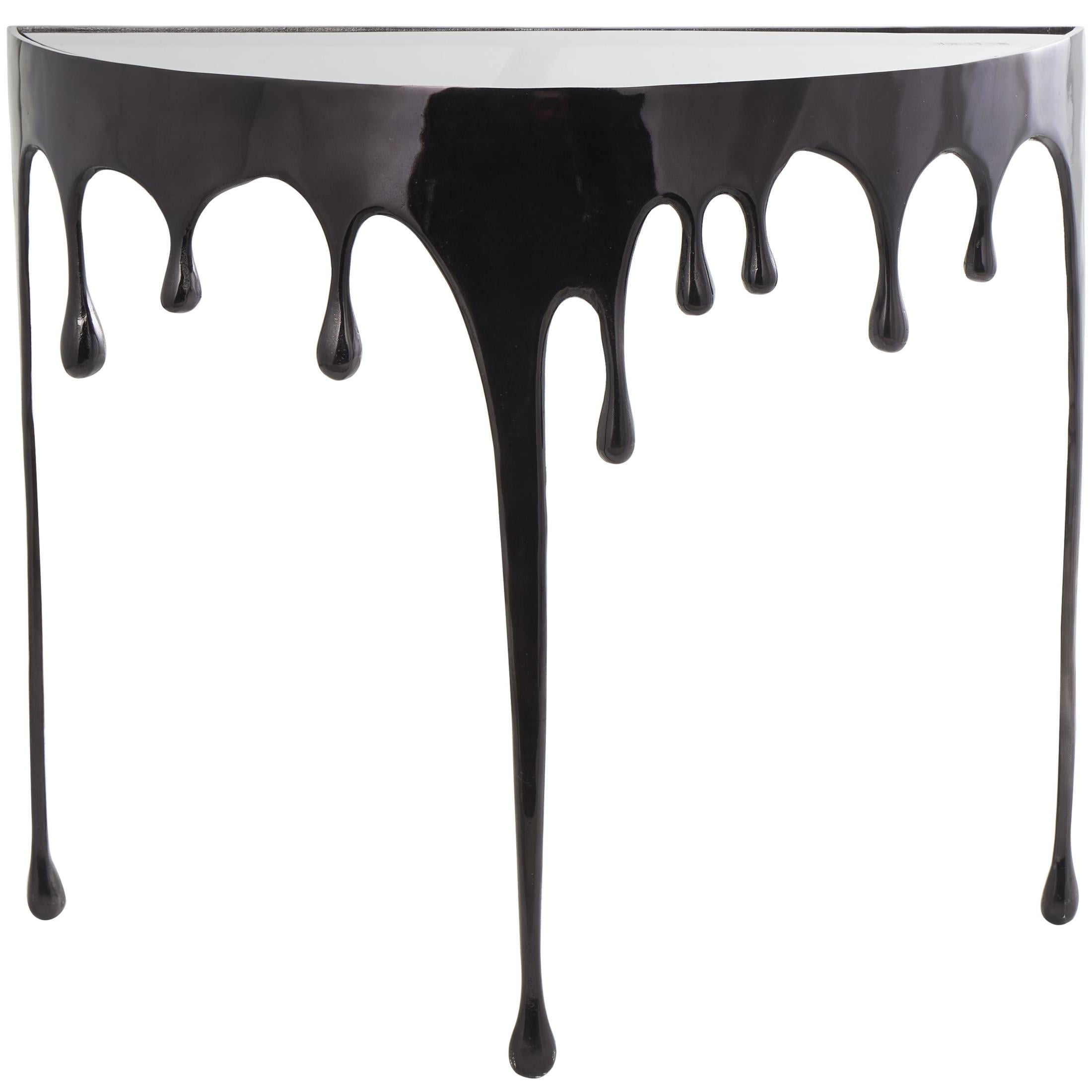 DecMode 36 x 32 Black Aluminum Console Table with Melting Legs and ...