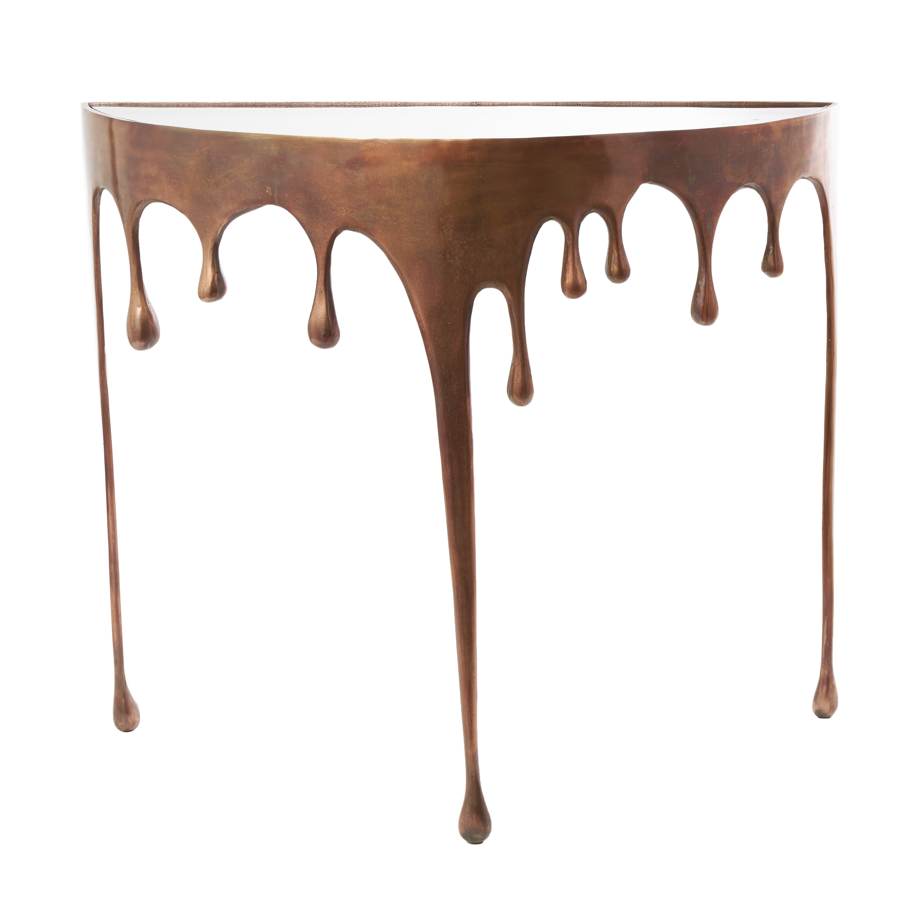 DecMode 36" x 32" Copper Aluminum Drip Console Table with Melting ...