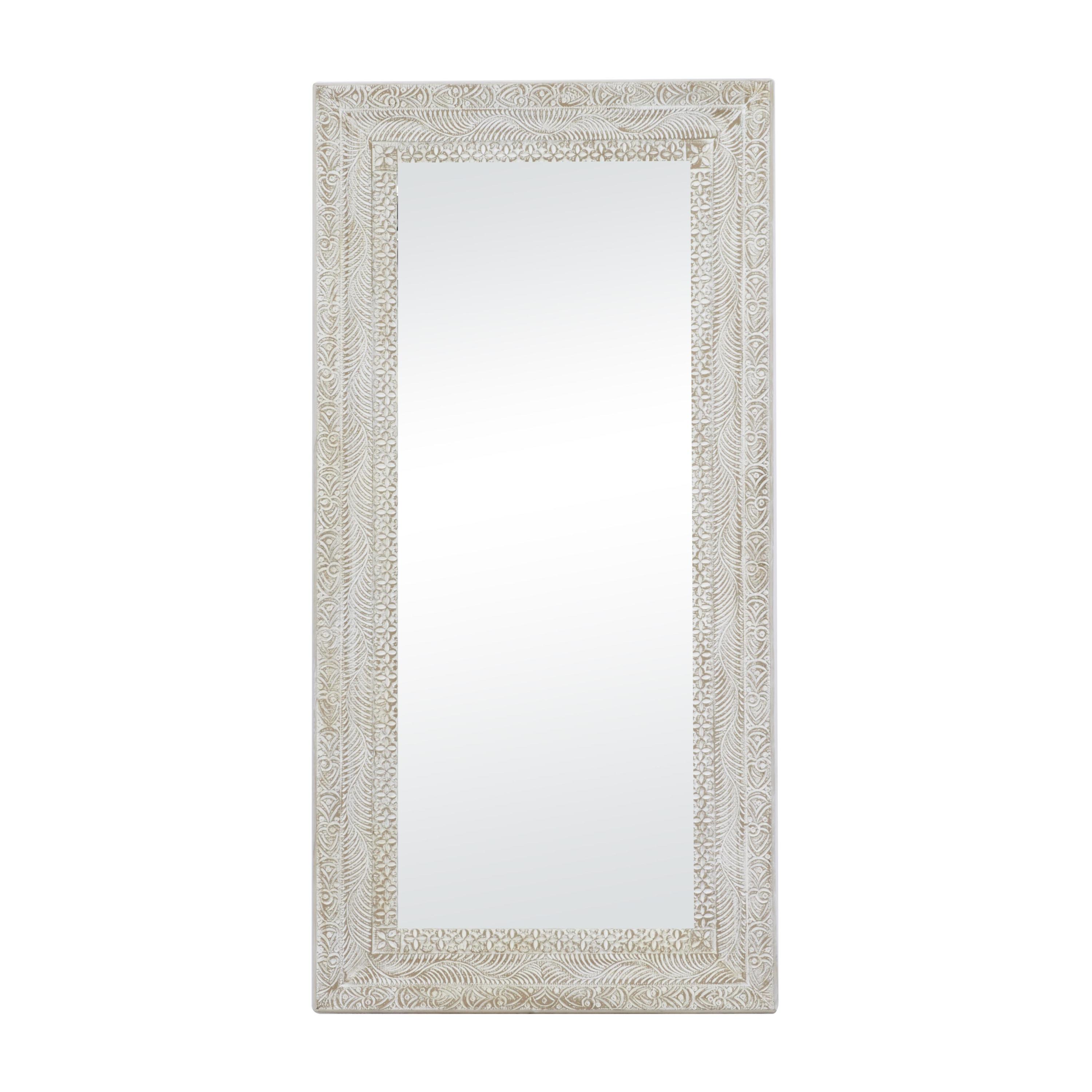 DecMode 36" x 71" Brown Intricately Carved Floral Wall Mirror - Walmart.com