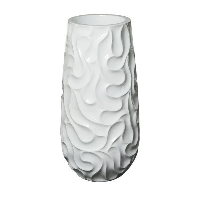 DecMode 37" Wave Inspired Textured White Resin Vase - Walmart.com